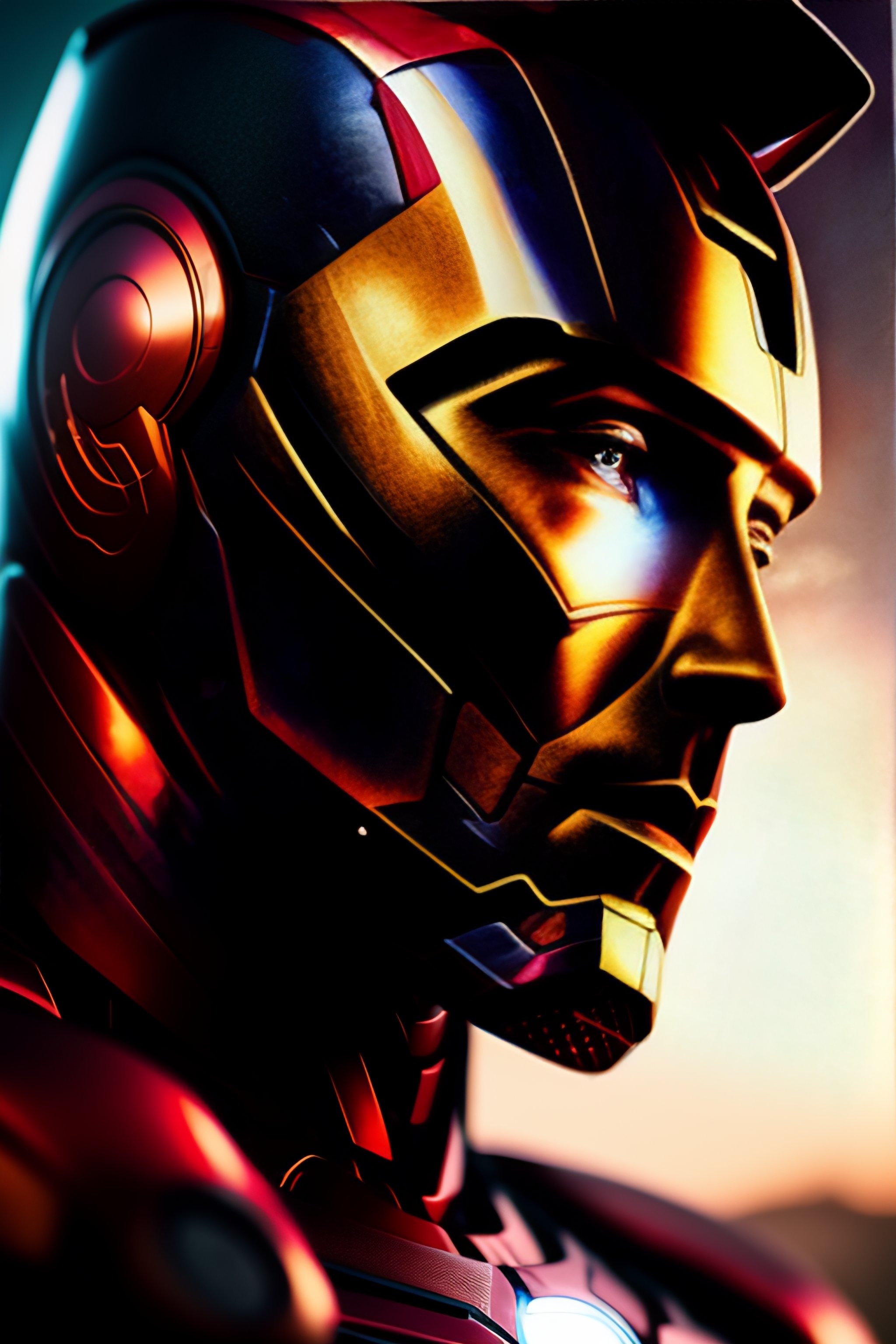Lexica - A close-up portrait of ironman, right half of face is Ironman ...