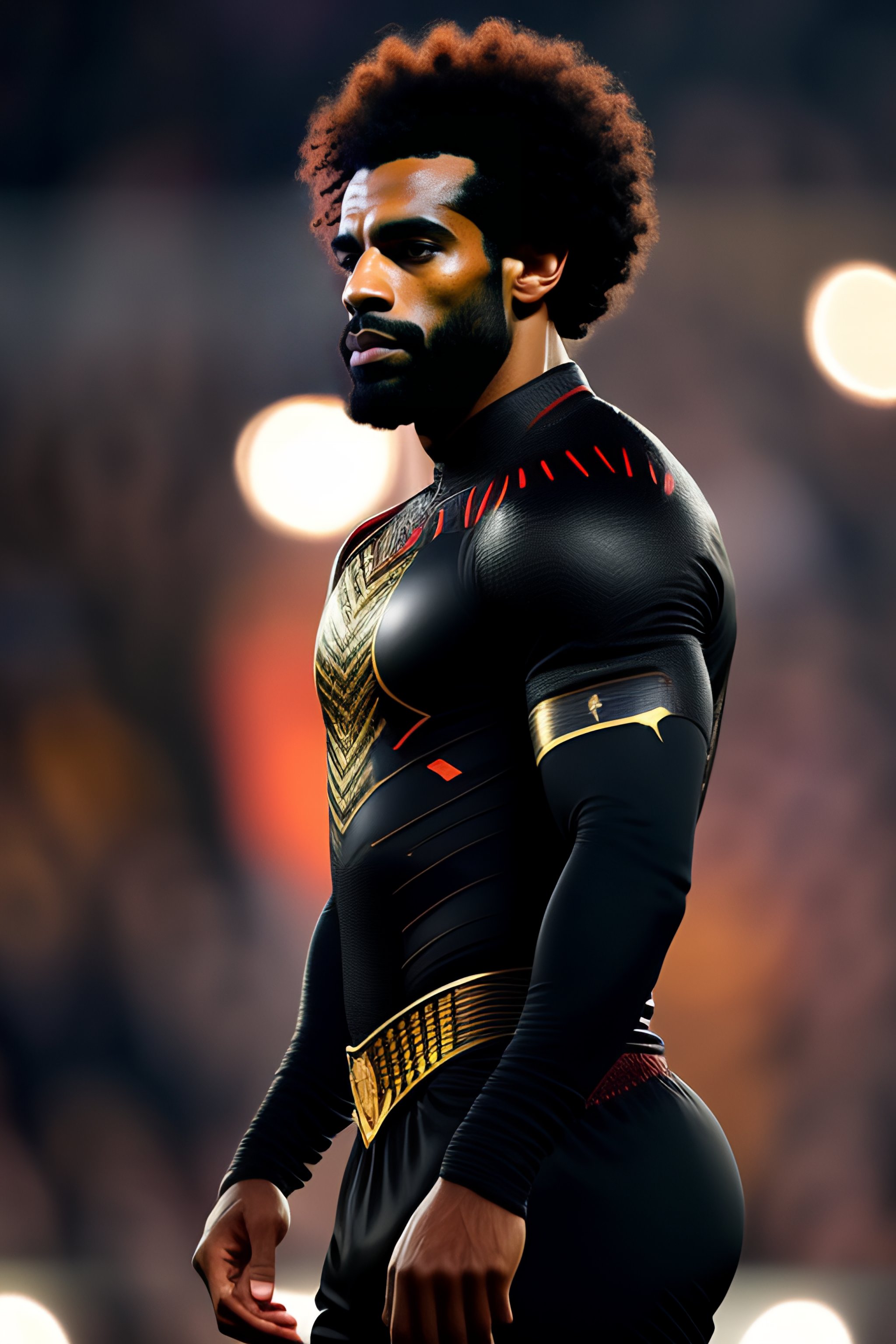 Lexica - (Mo Salah) as t'challa in black panther movie, full body