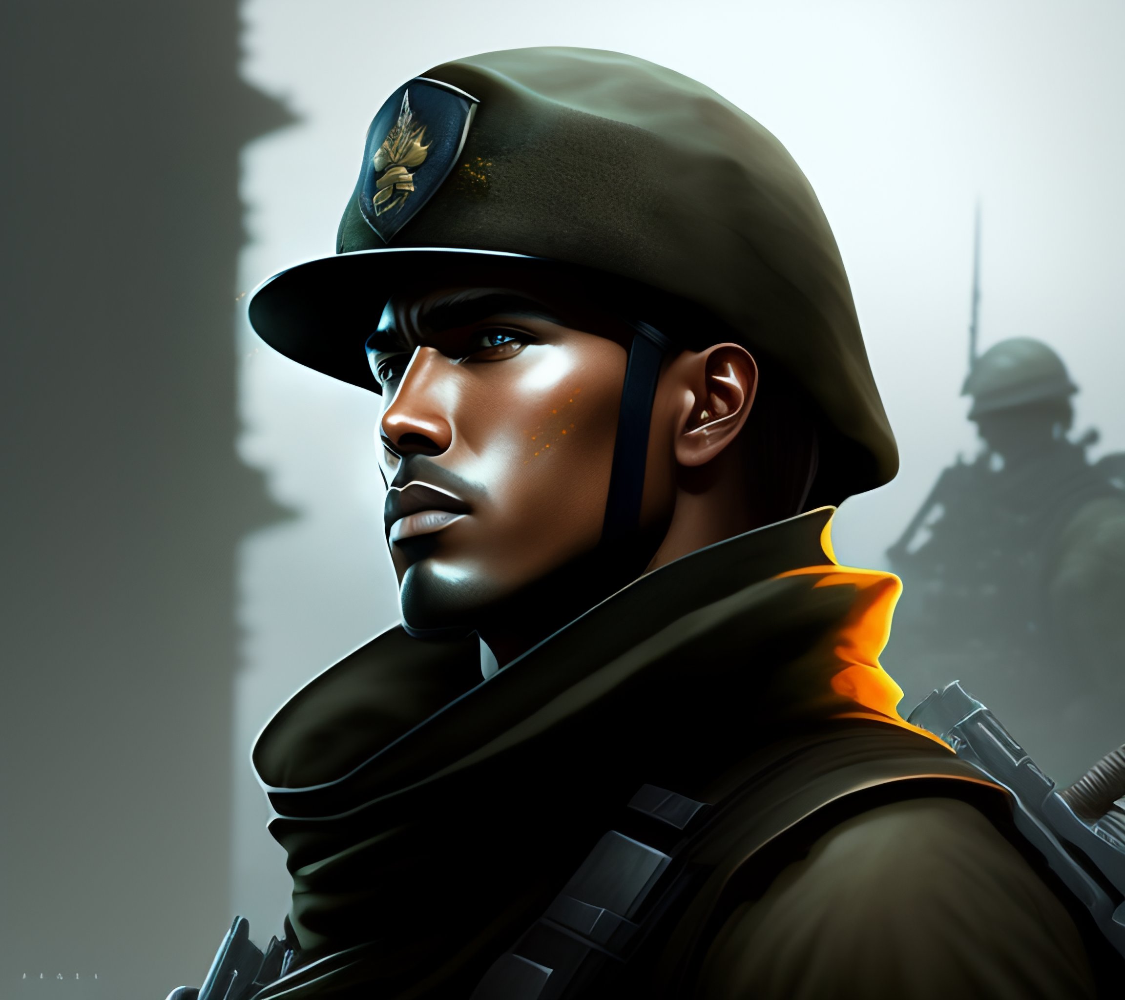 Lexica - Soldier, basic, plain, austere, unadorned, somber, monochromatic, fantasy, artstation