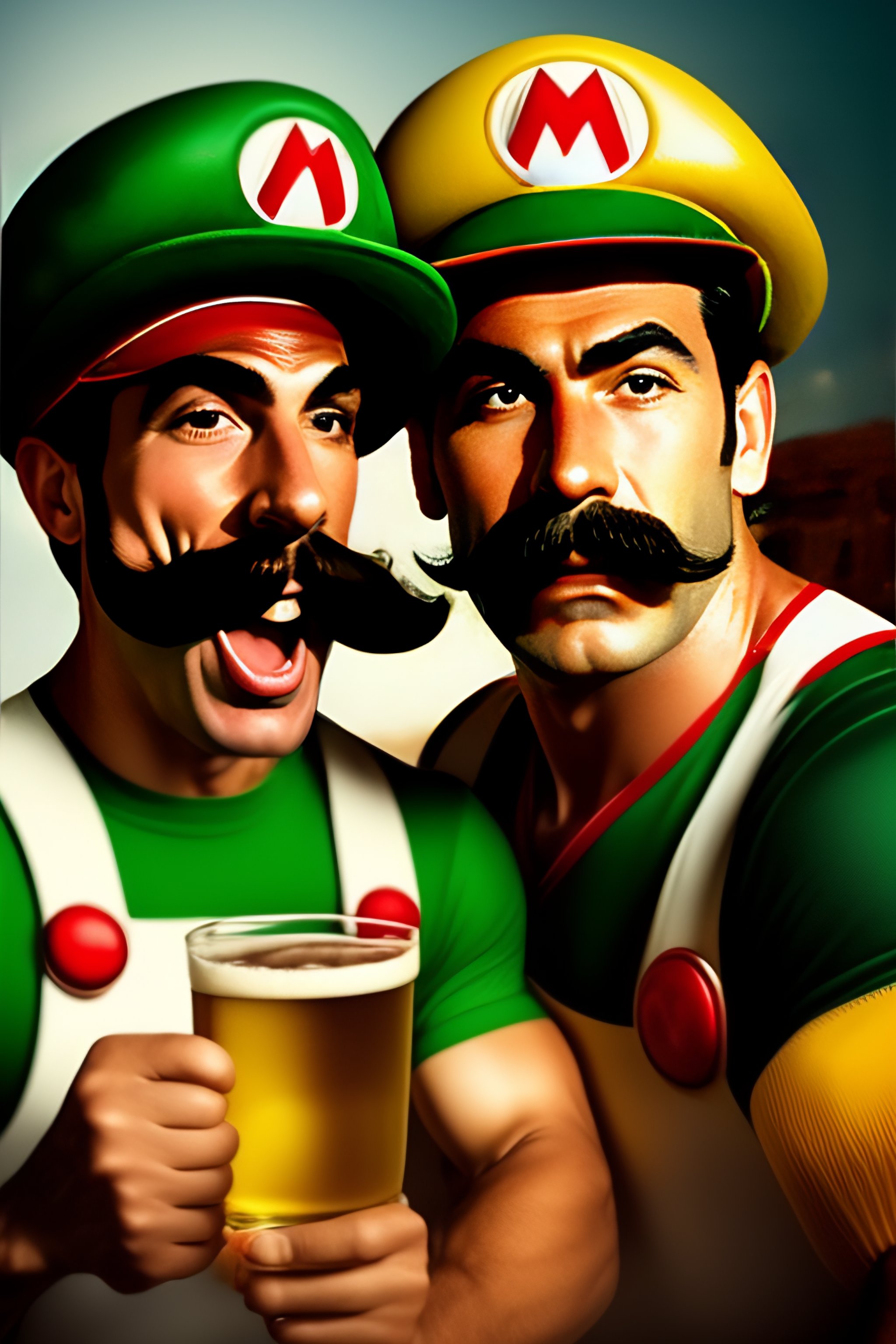 Lexica - Mario and Luigi drinking beers