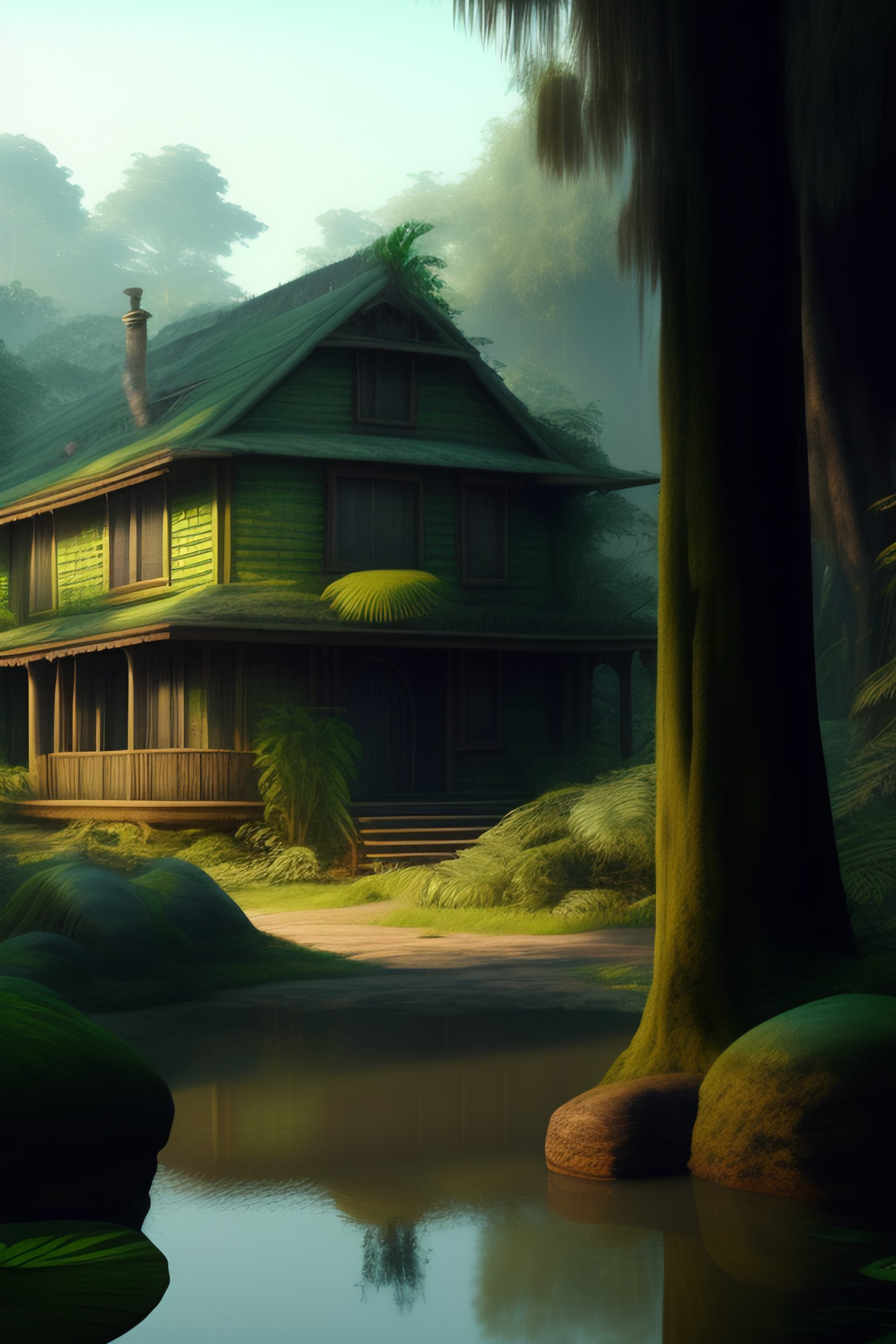 Lexica - A realistic background detailed of Dagobah, yoda house dirty ...