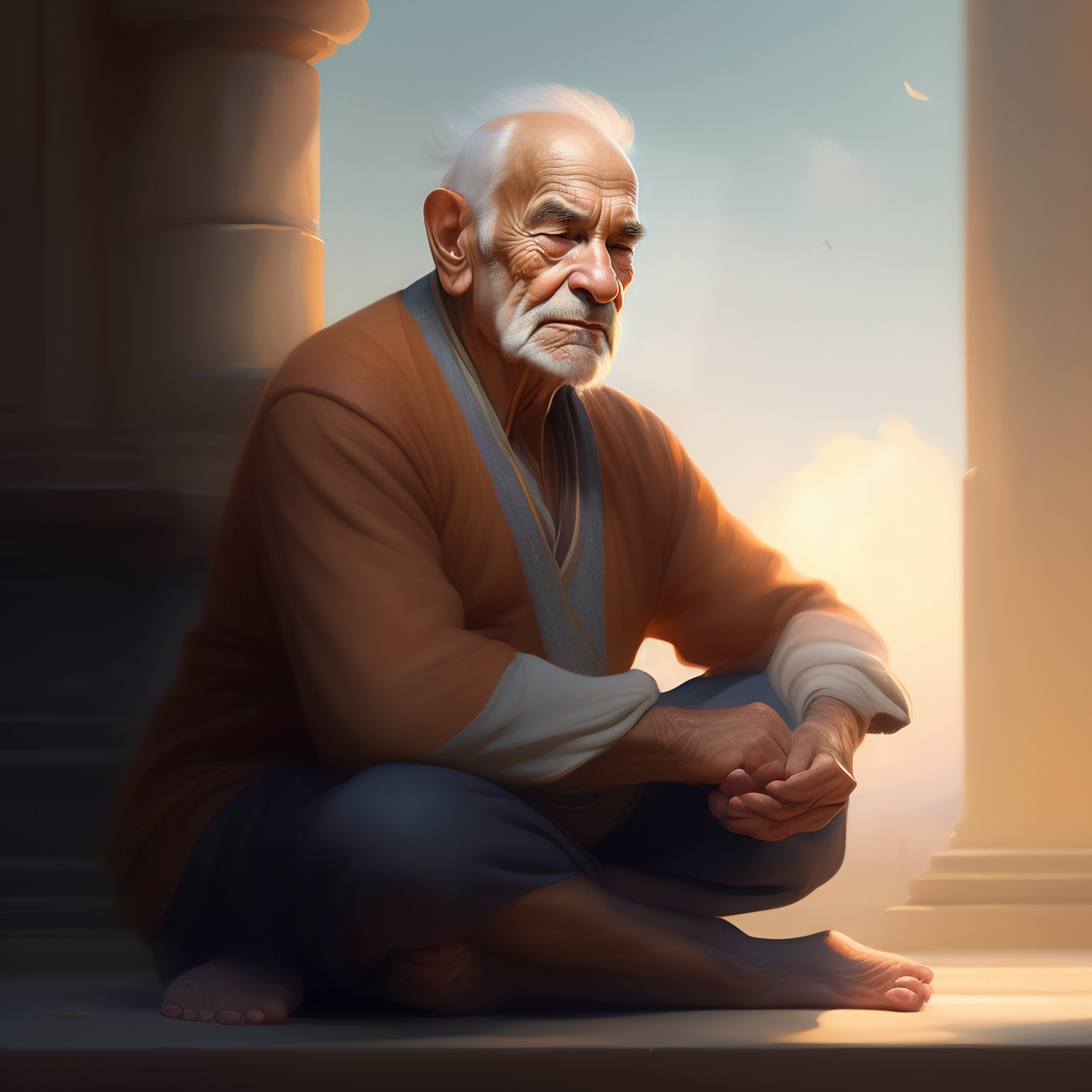 Lexica - Portrait of full body old yogi, sitting meditation, wrinkly ...