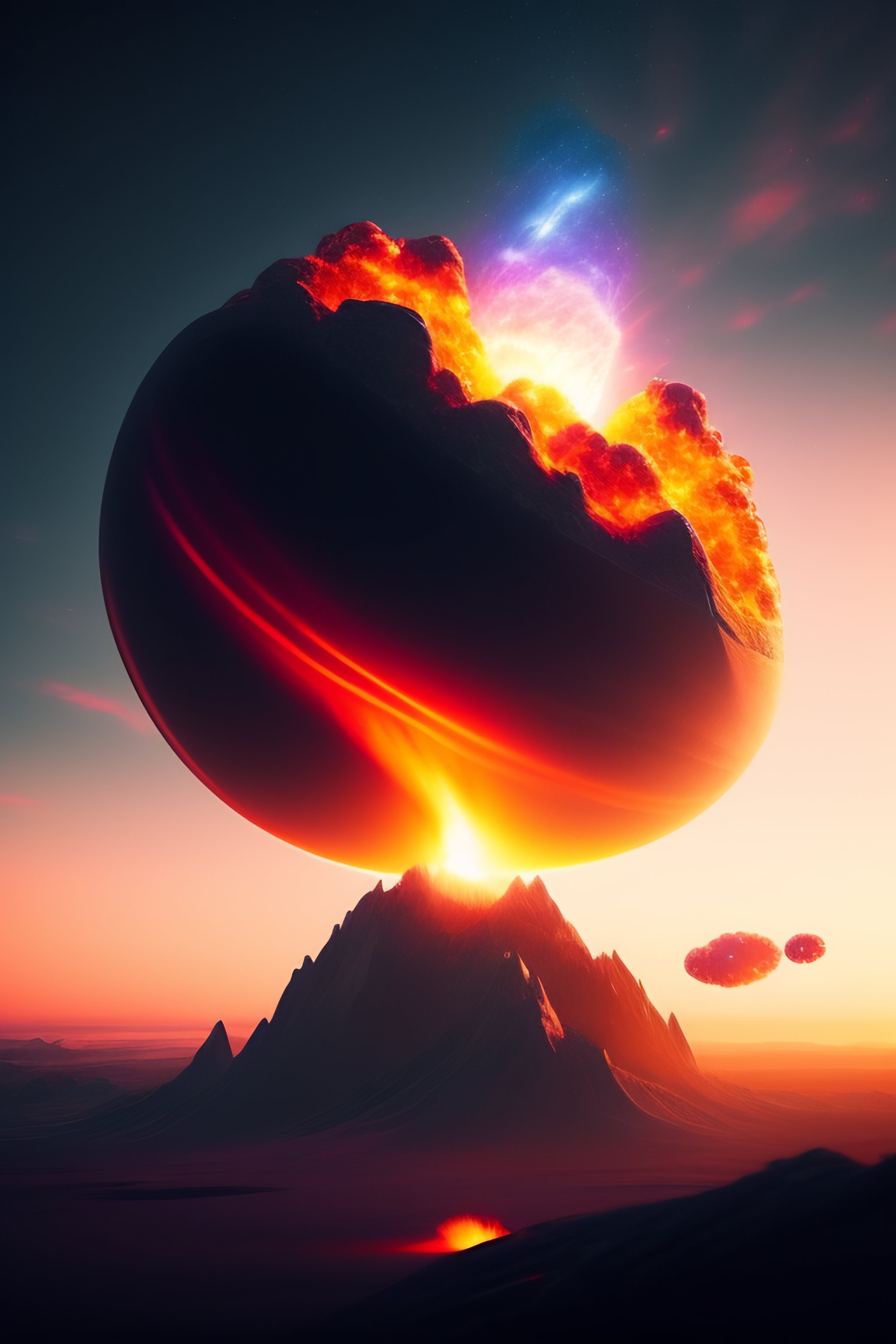 Lexica - Meteor on fire falling from the sky, cinematic, detailled, 4k