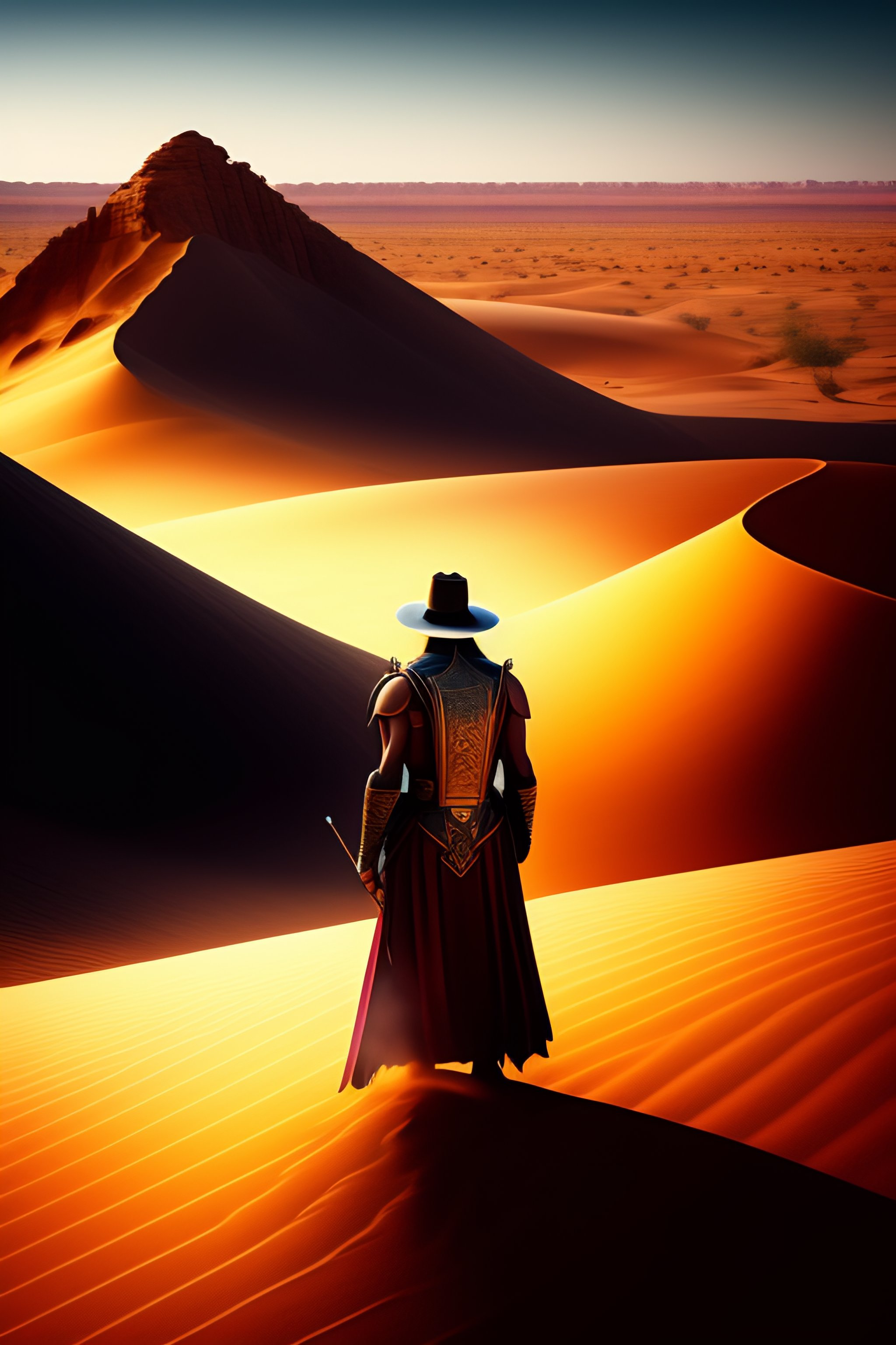 Lexica - Wallpaper hero in desert