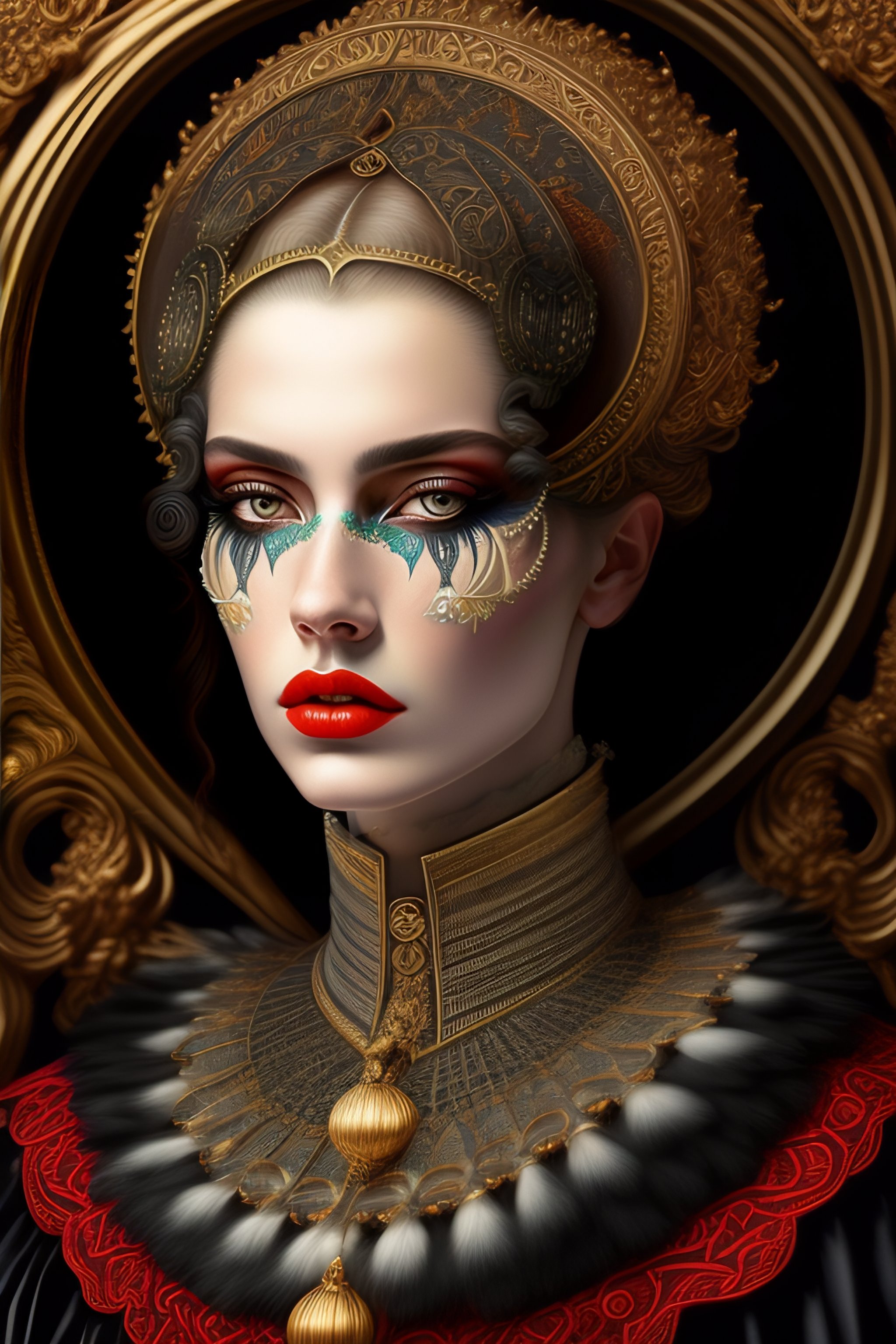 Lexica - Detailed maximalist portrait with large lips and with large ...