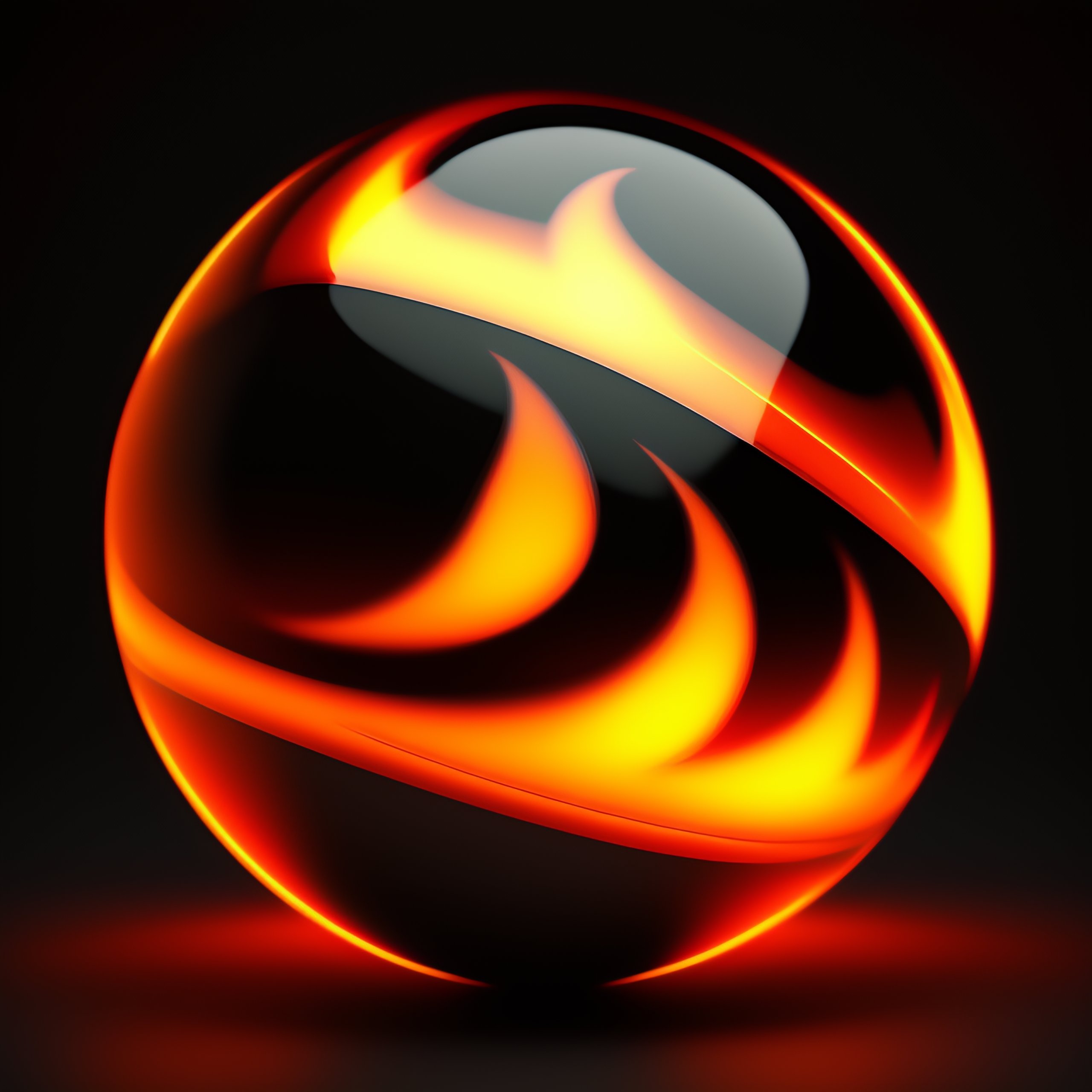 Lexica - Stylized flame ball, black background