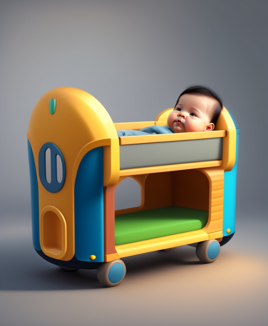 Lexica - Charming toddler, realistic, cinematic, simple cot