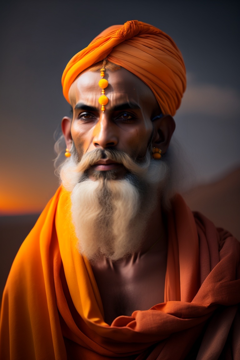 Lexica - The image depicts a Sadhu Saint, a spiritual ascetic, with a ...