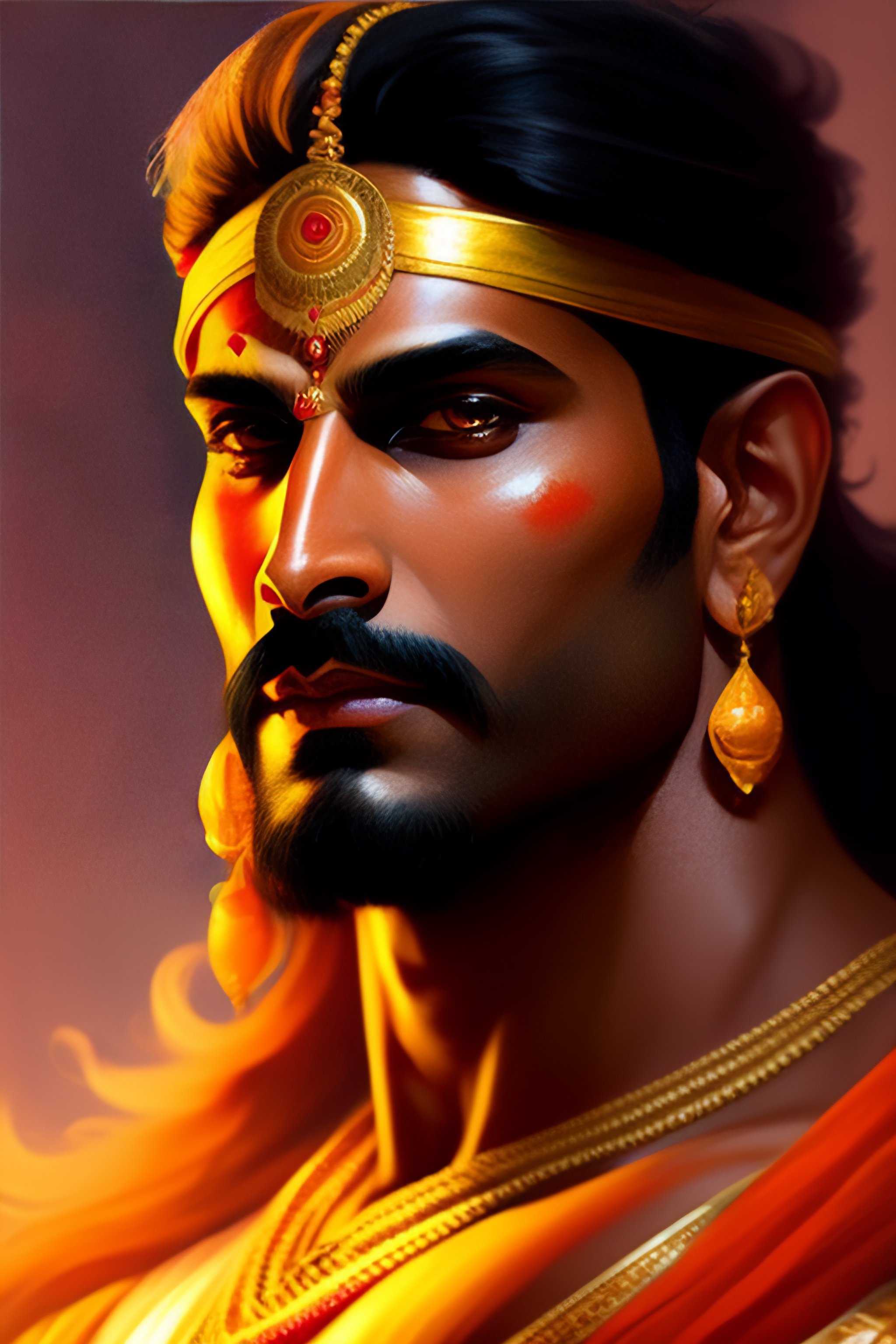 Lexica - Handsome Desi man as mythological hindu king, amazing ...