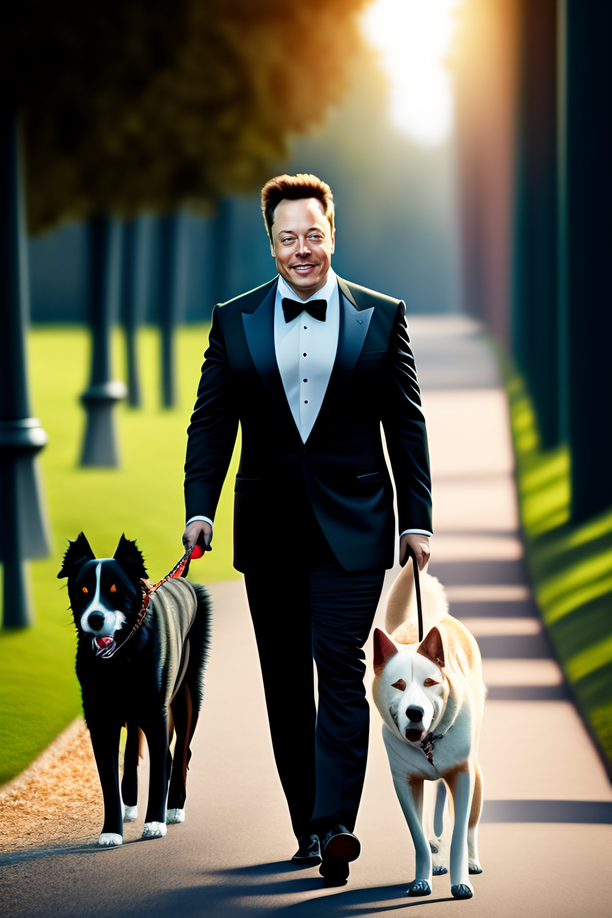Lexica - Elon Musk as a dog walker. Hd