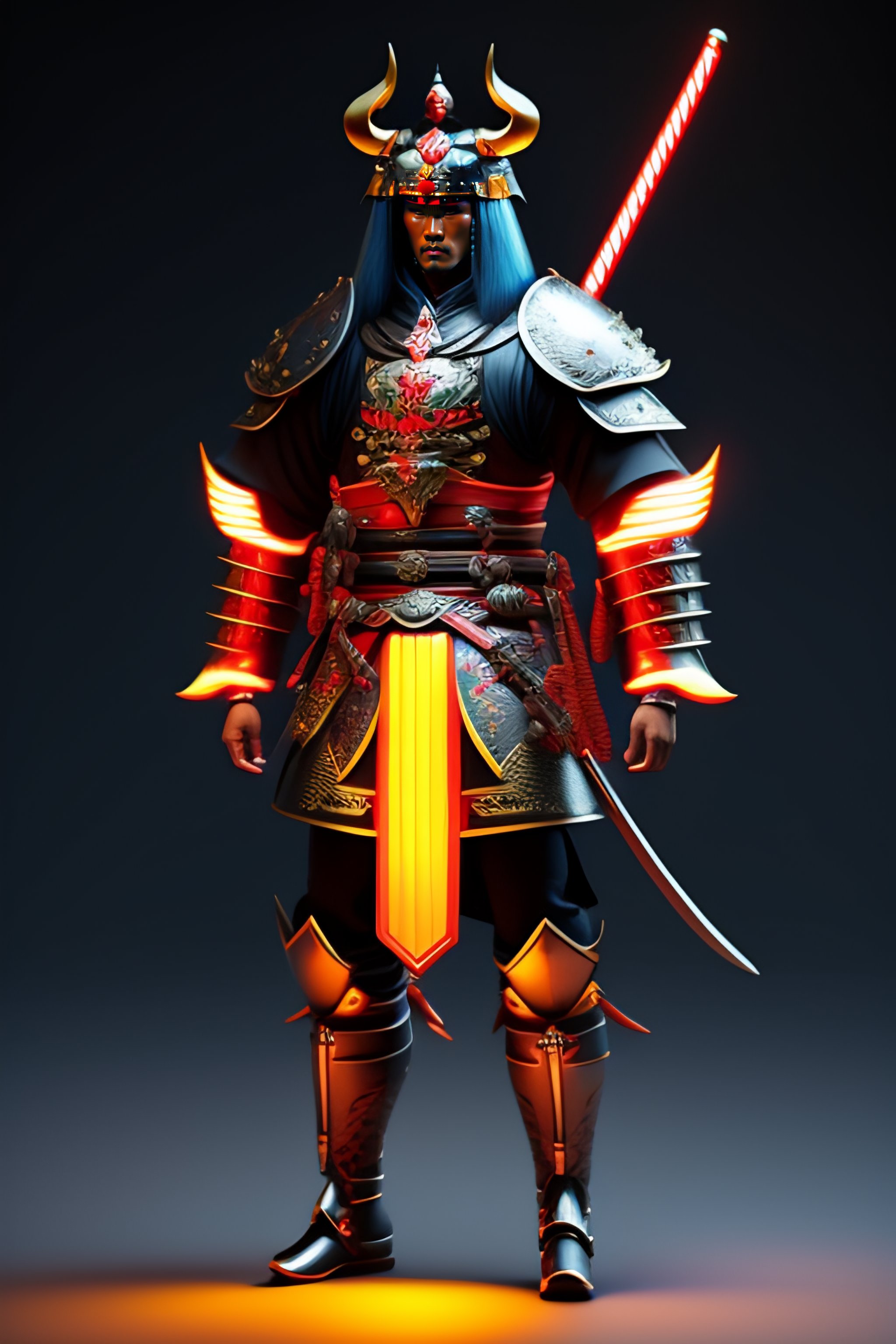 Lexica - Full body shot of a samurai wearing authentic historical armor ...