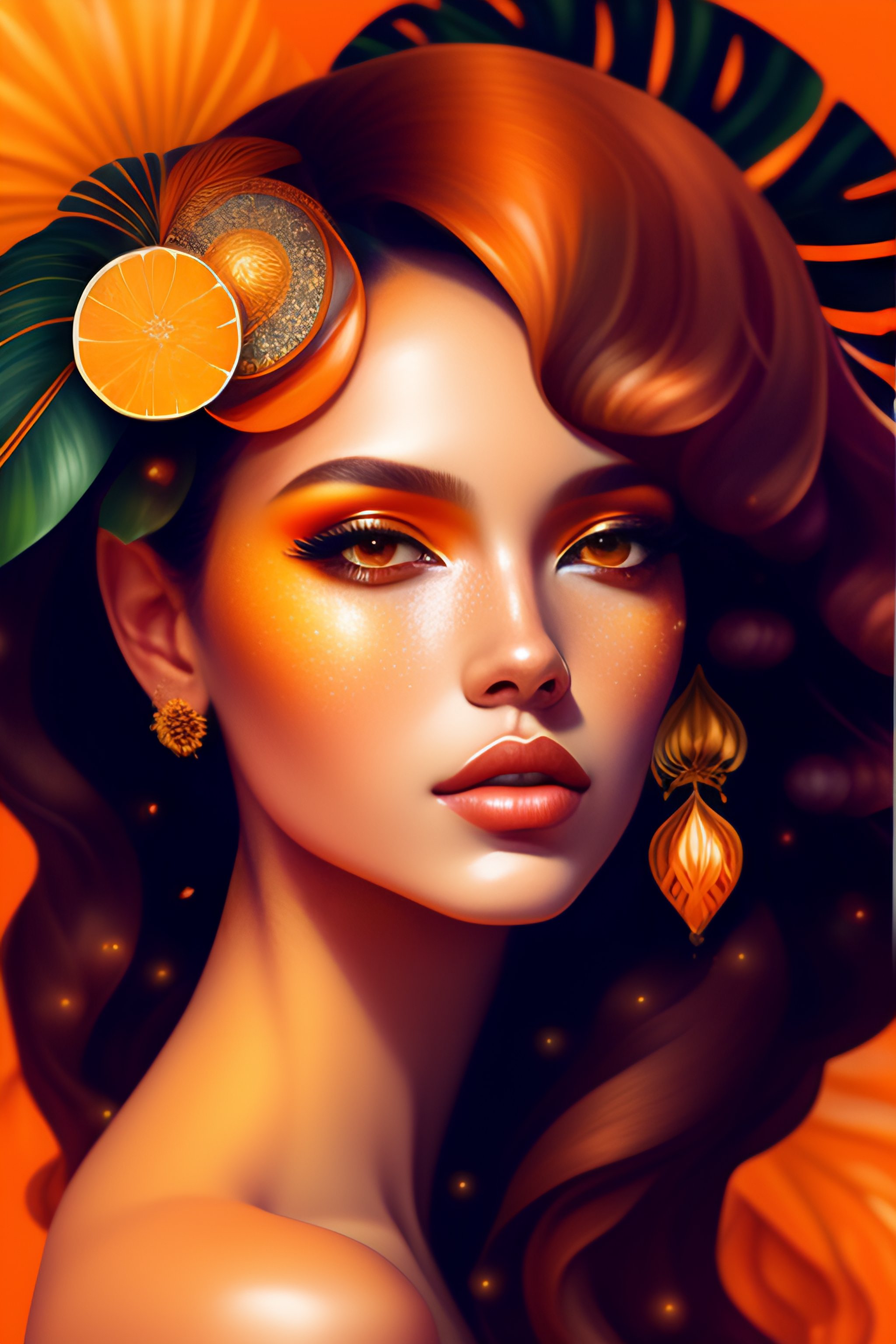 Lexica - Fashionable queen of the monstera, white face, symmetrical ...