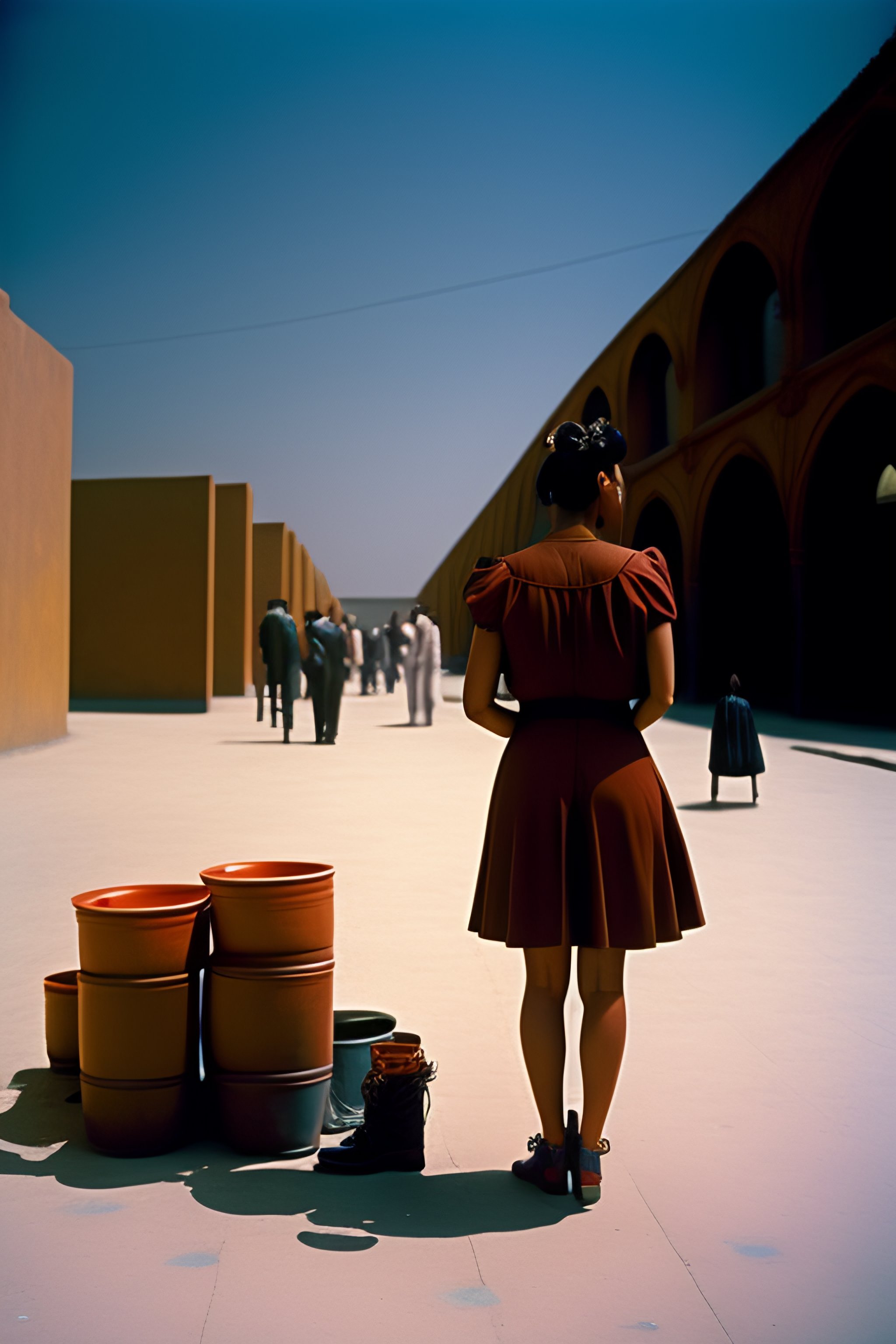 Lexica - Alex Webb photography , casual woman while tying her shoes ...