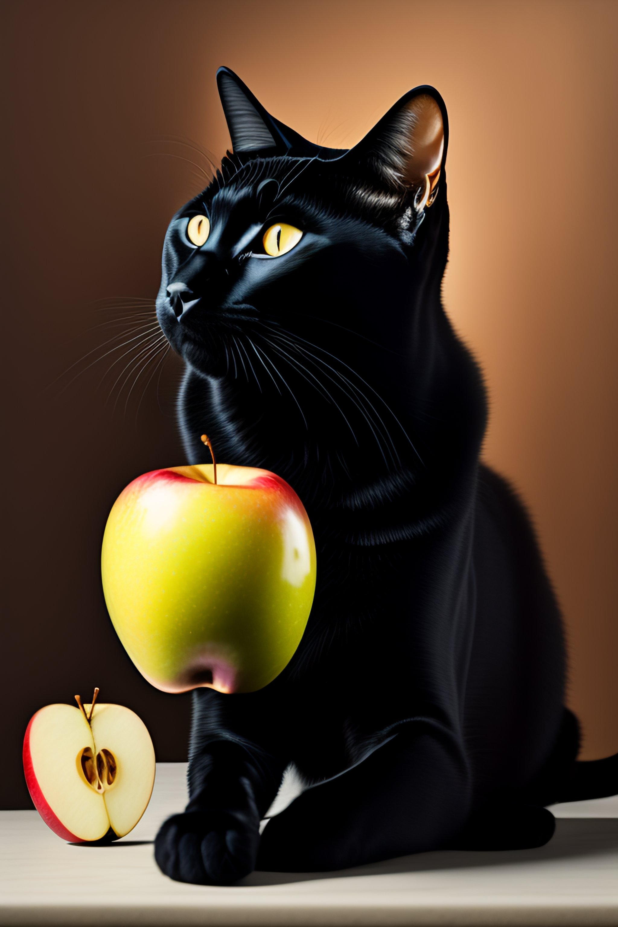 Lexica - Portrait a black cat eating an apple