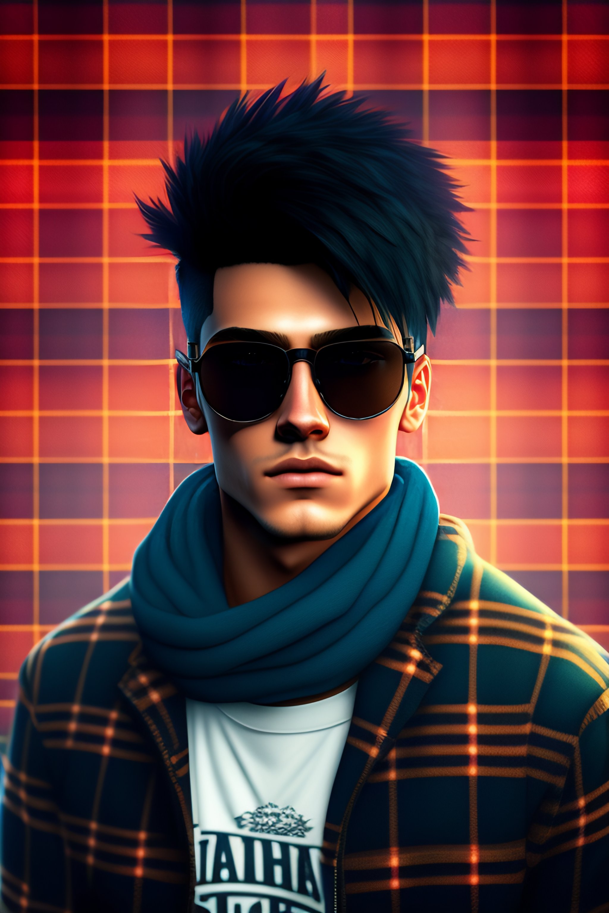 Lexica - Highly detailed portrait of a sewer emo punk student, blue ...