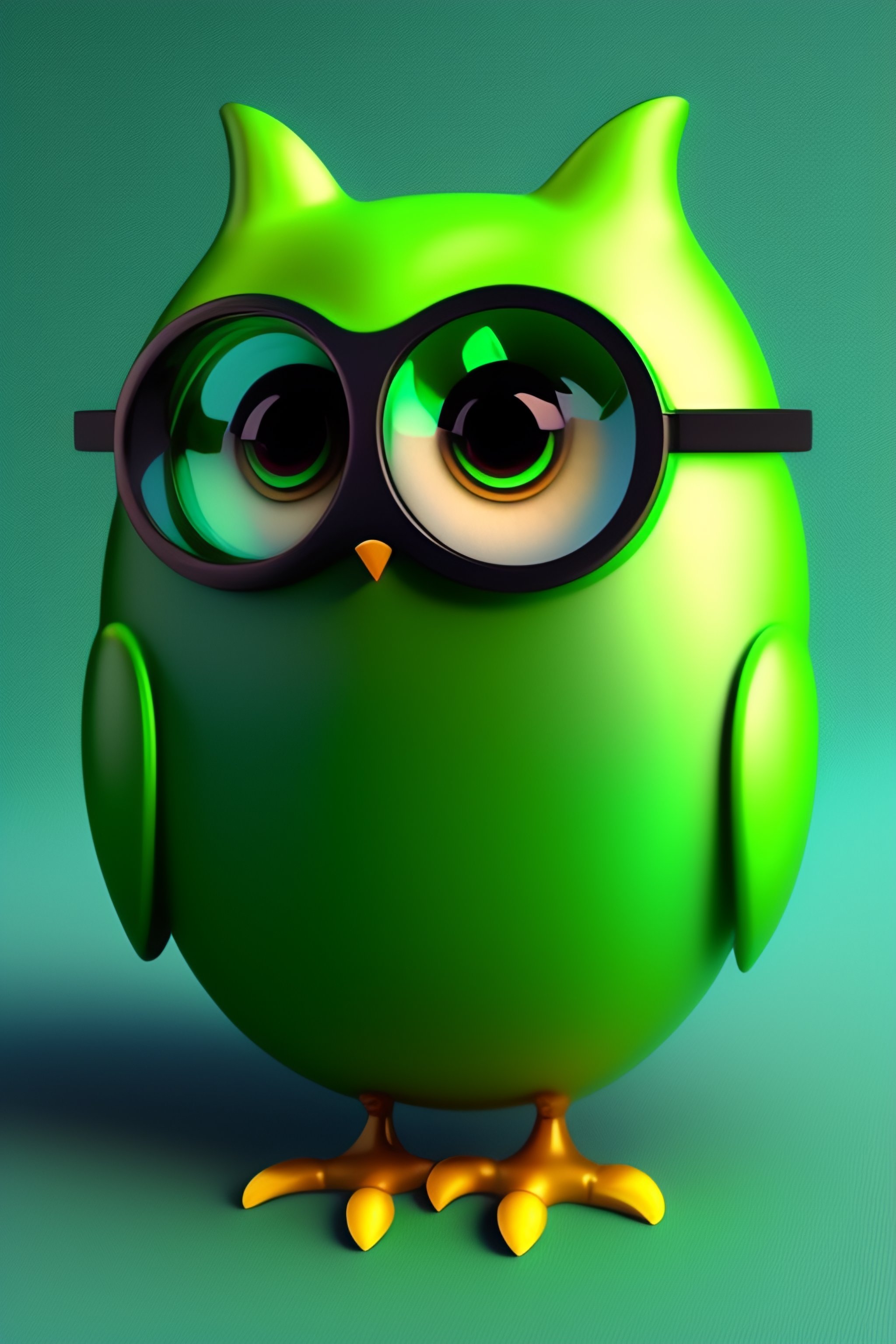 Lexica - Cute 3D Green owl in glasses Pixar style
