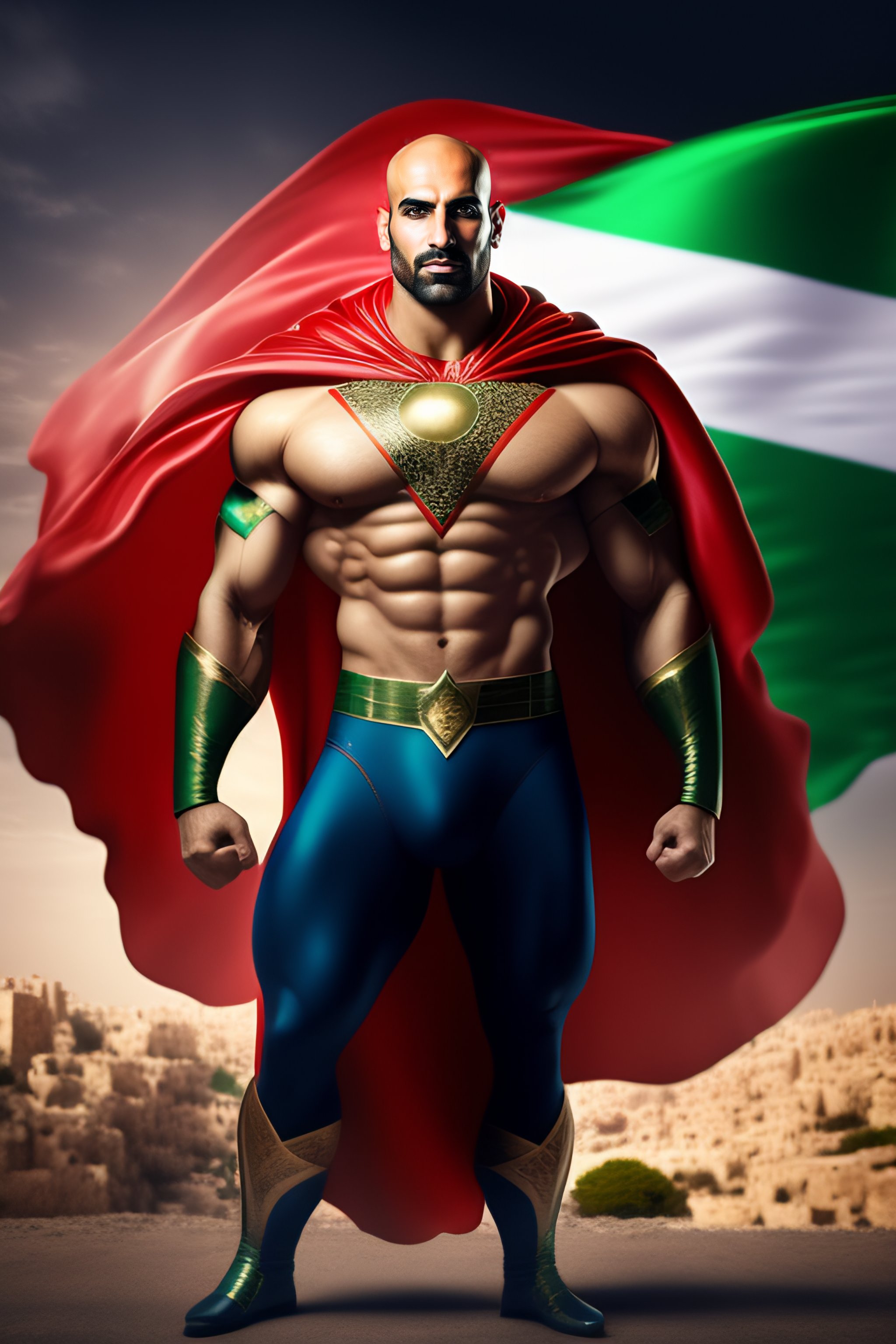 Lexica - Nidal habash,georgehabash,epic,superhero,bald,palestinian,4k ...