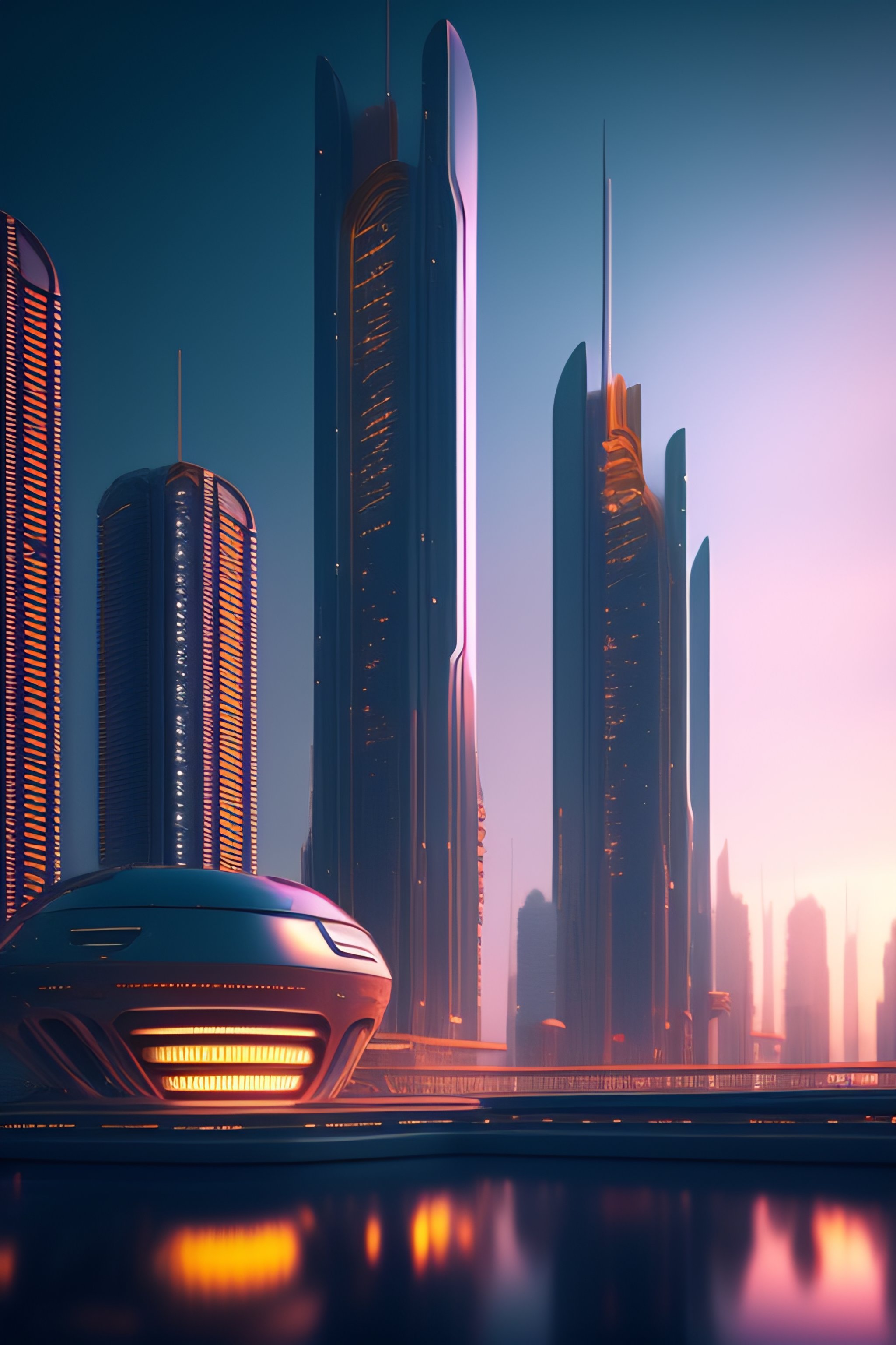 Lexica - A beautiful 3d render of a cyberpunk futuristic hi-tech city.