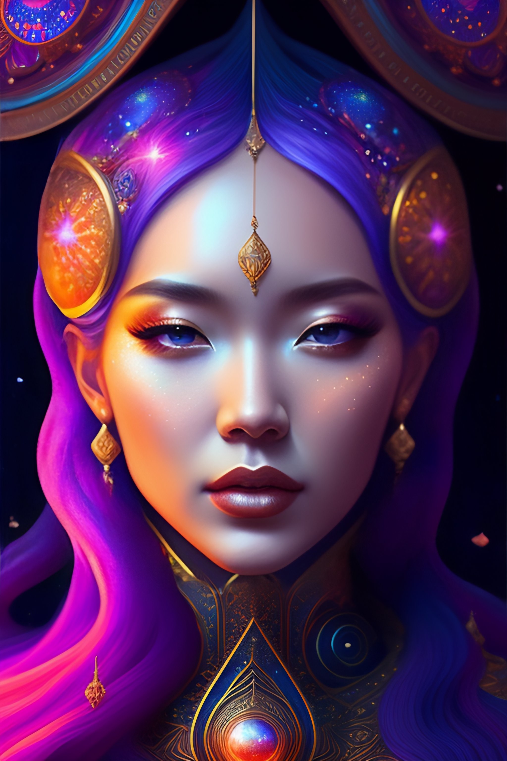 Lexica - Cosmic sorceress, nebulas, galactic, Concept art portrait by ...
