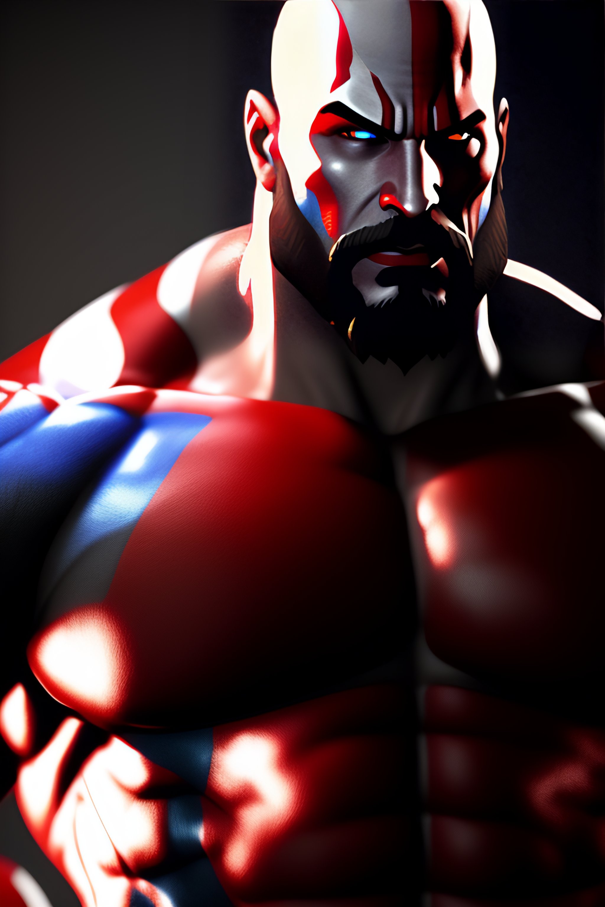 Lexica - God of WAR Kratos as captain america 3ds max hyper realistic ...