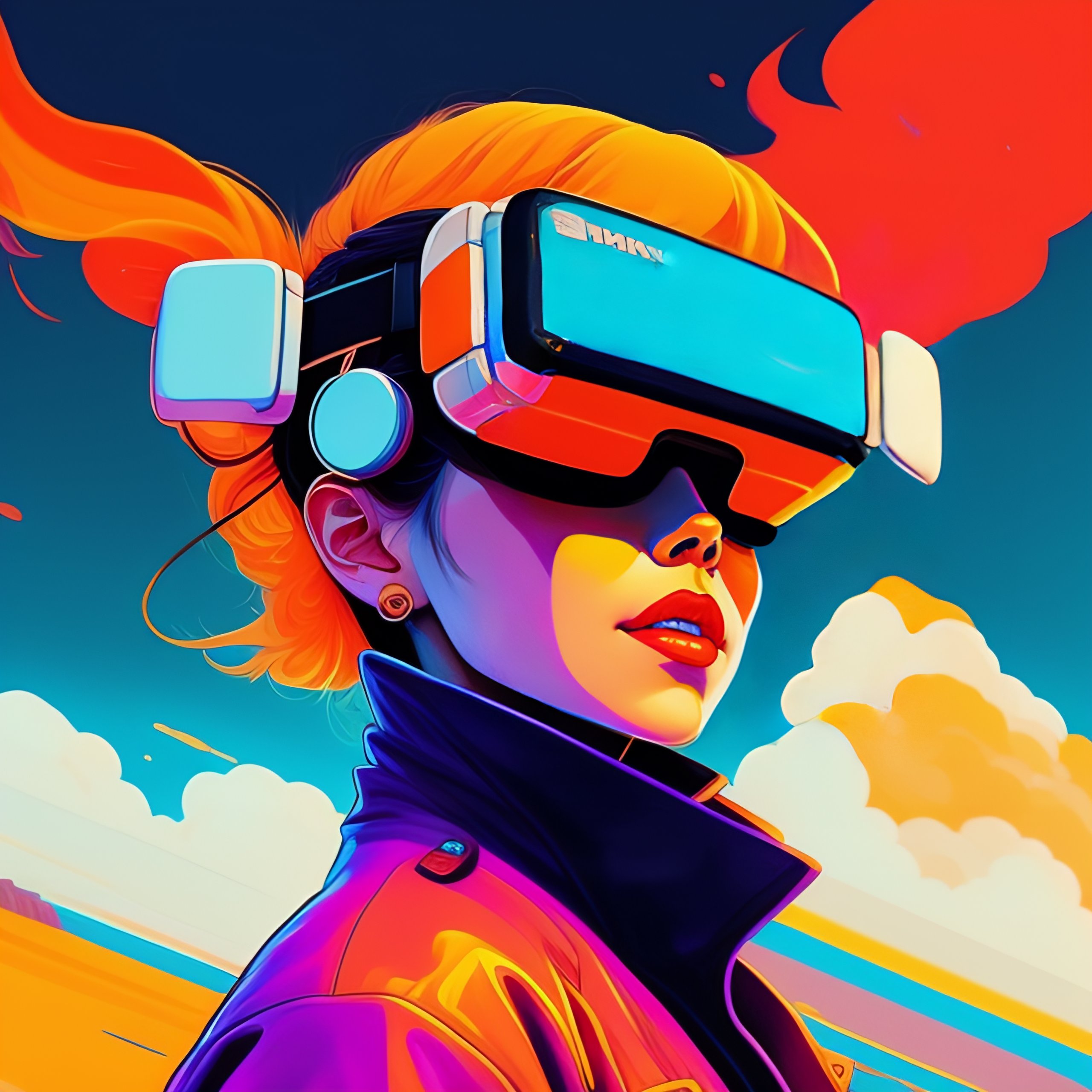 Lexica - Woman dancing around with a vr headset, style of laurie greasley, studio ghibli, akira ...