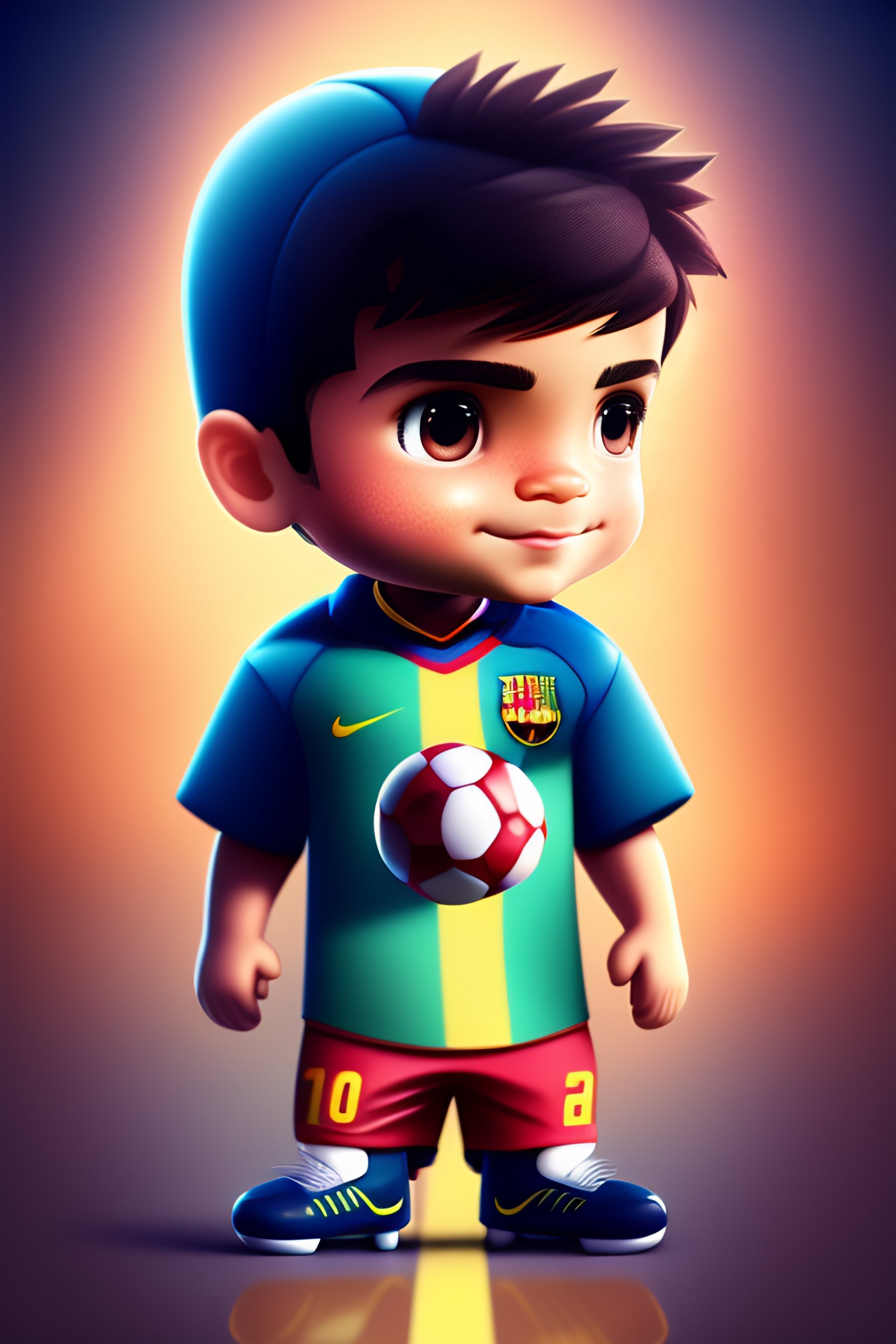 Lexica - Cartoon toy Kids leonel messi on football