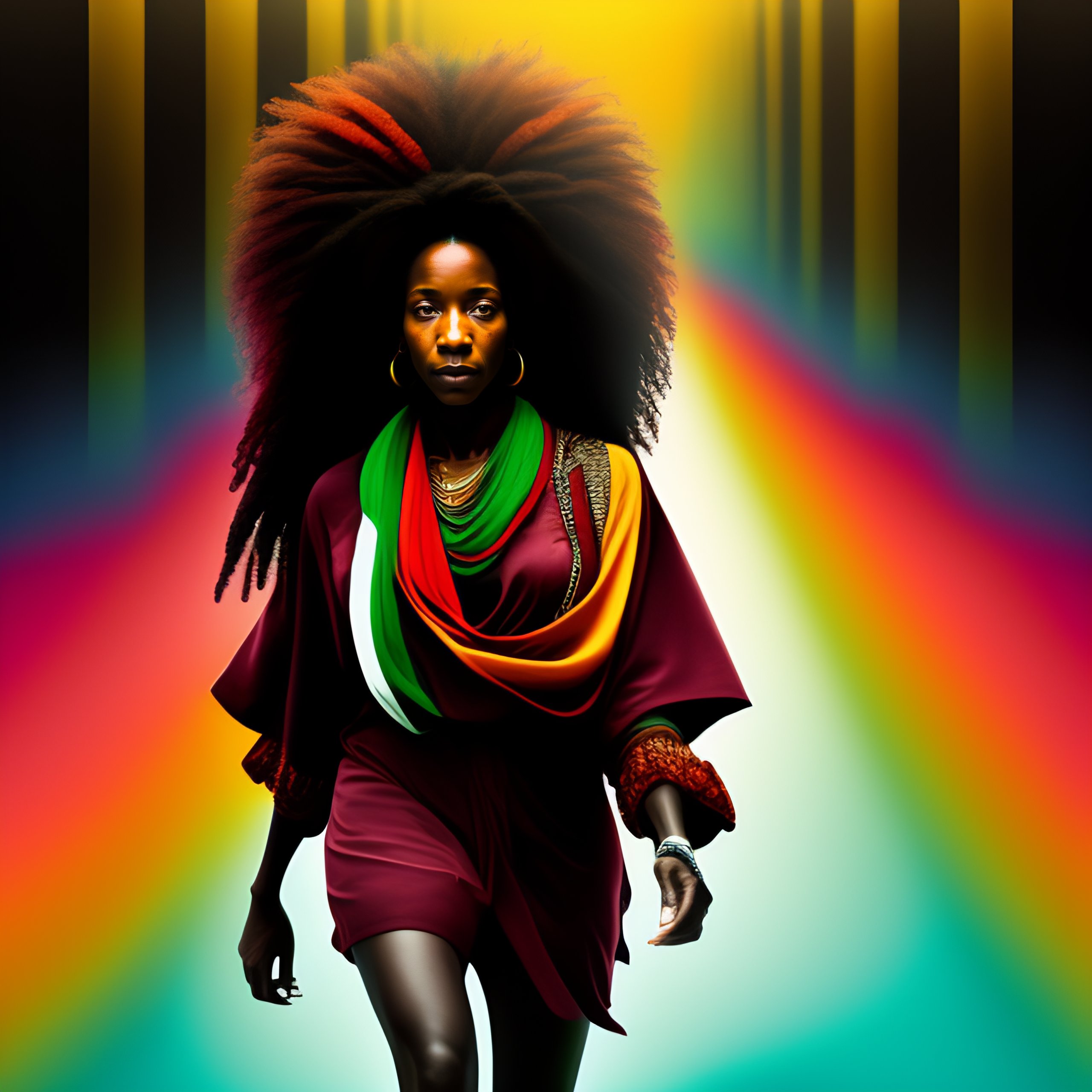 Lexica - Black rasta woman walking away with her hand held up to stop ...