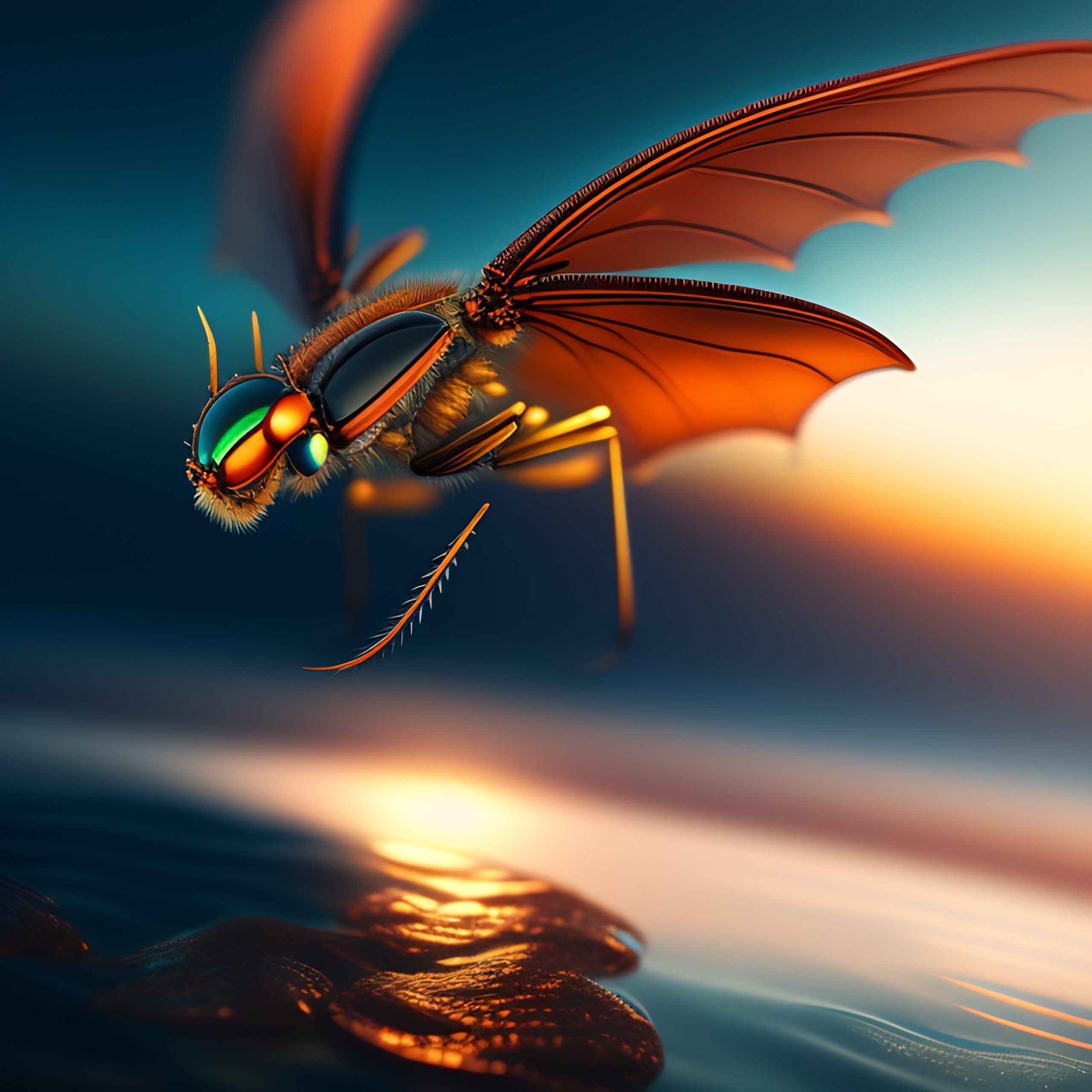 Lexica - Dragon fly on the sea, front of camera, beautiful, octane ...