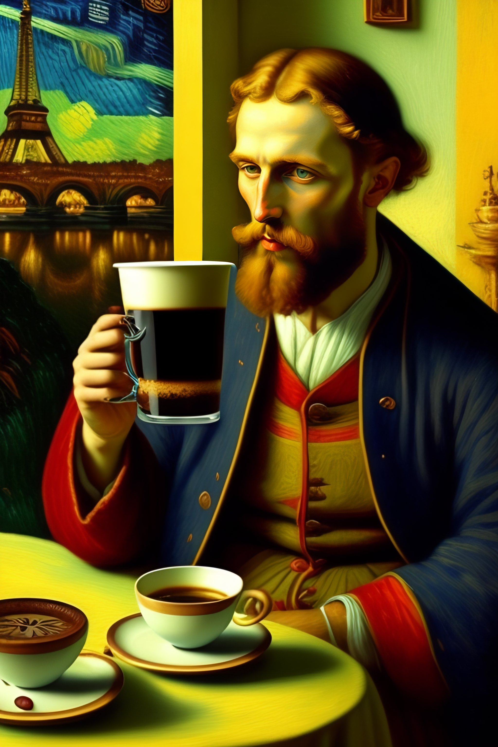 Lexica - Jesus has coffee in Paris by Vincent Van gogh