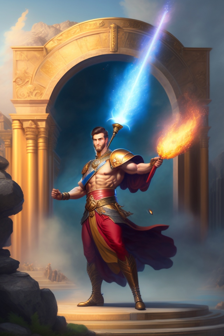 Lexica - A stunning depiction of Gideon with his torch and water jar ...
