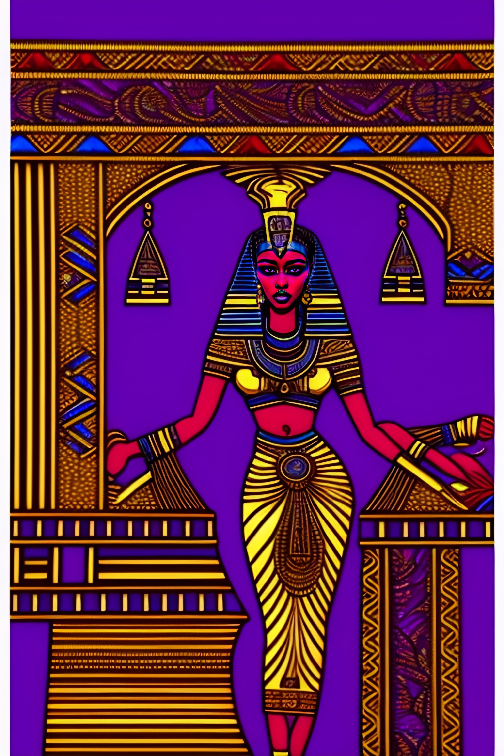 Lexica - Image of African fabric with gold and purple Kemet Egypt print ...