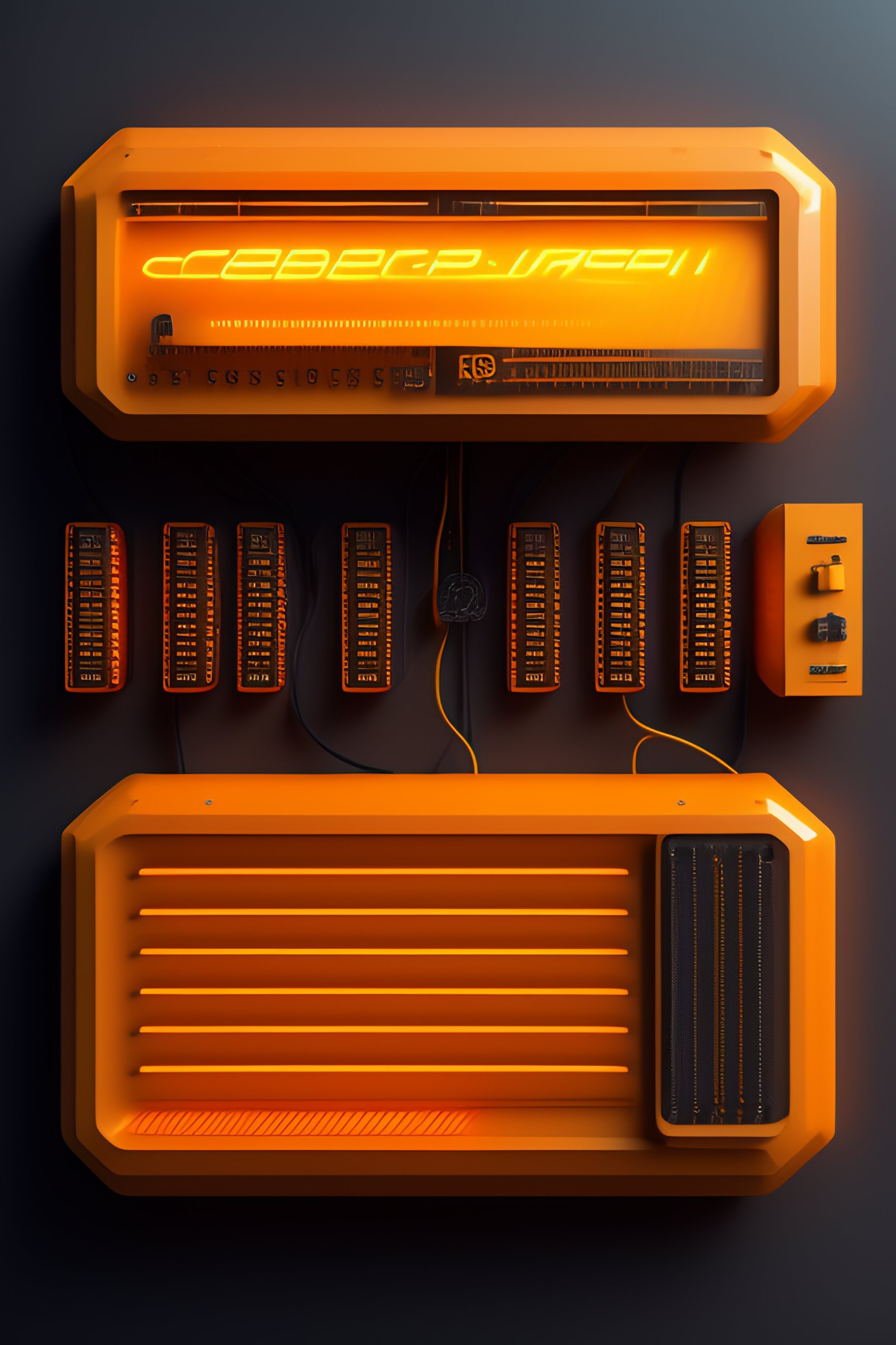 Lexica - Yellow orange scifi greeble corroded metallic control board ...