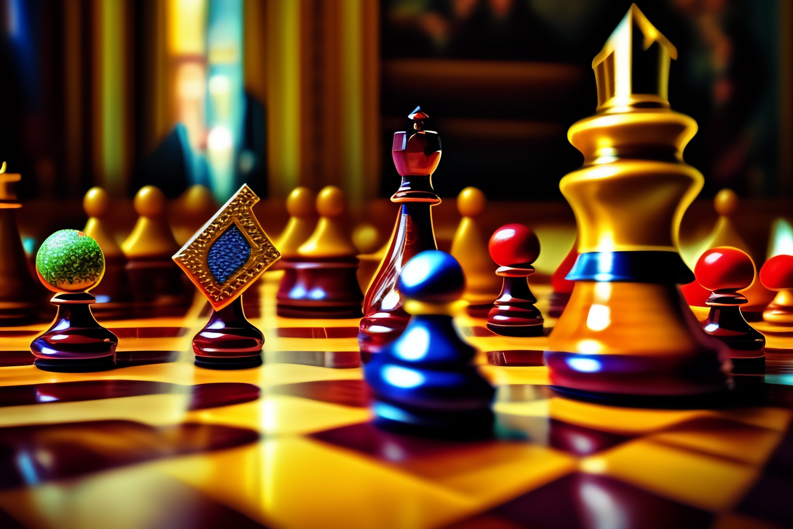 Lexica - People play chess, jousting, surrealism