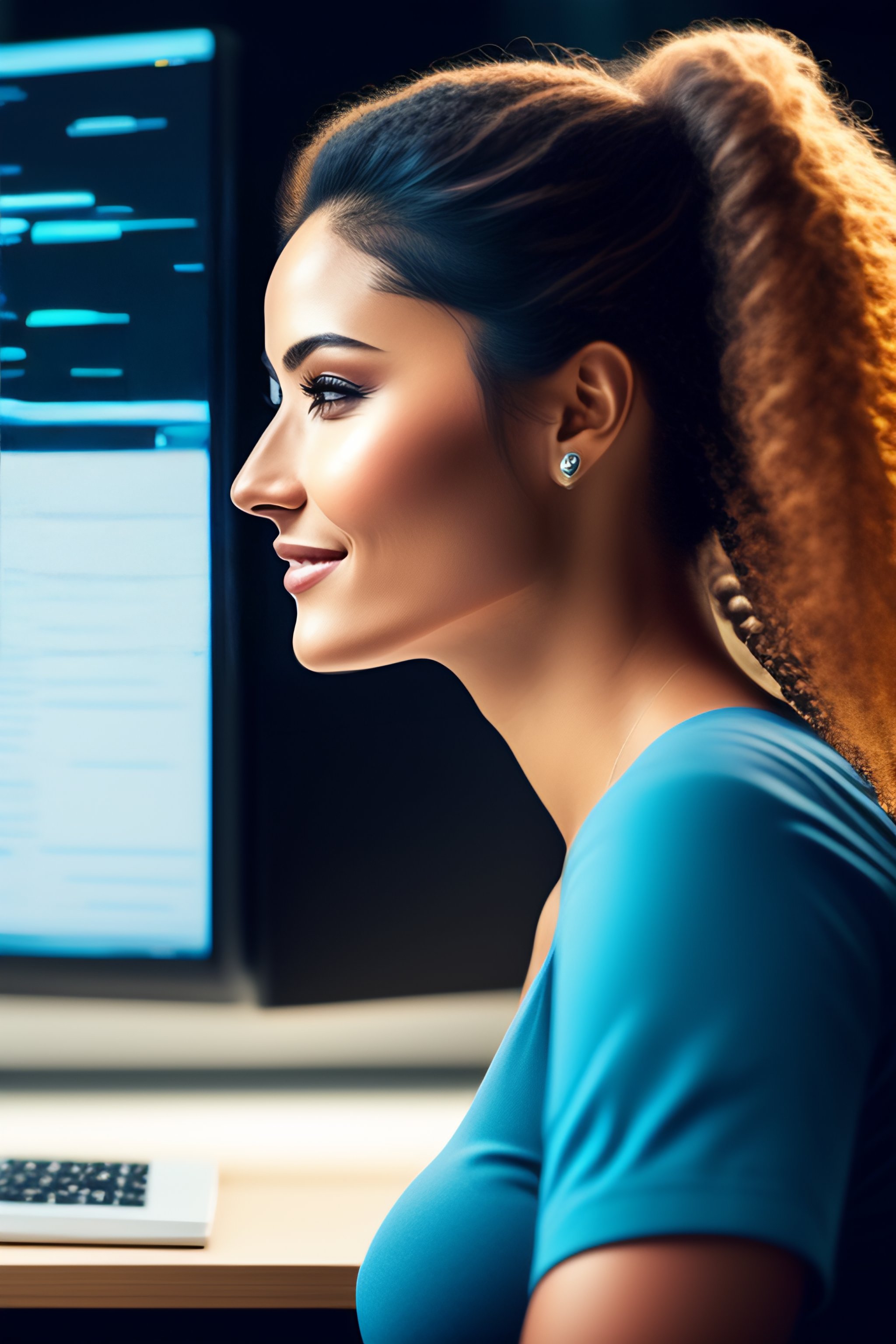 Lexica - Side portraid of a women software developer