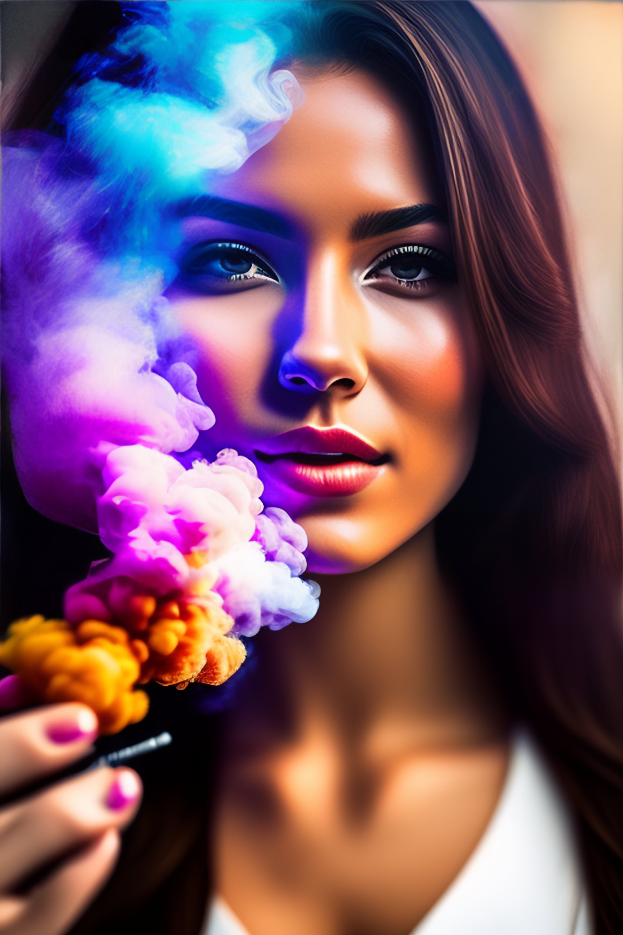 Lexica - Girl smoke E cigaret with color smoke