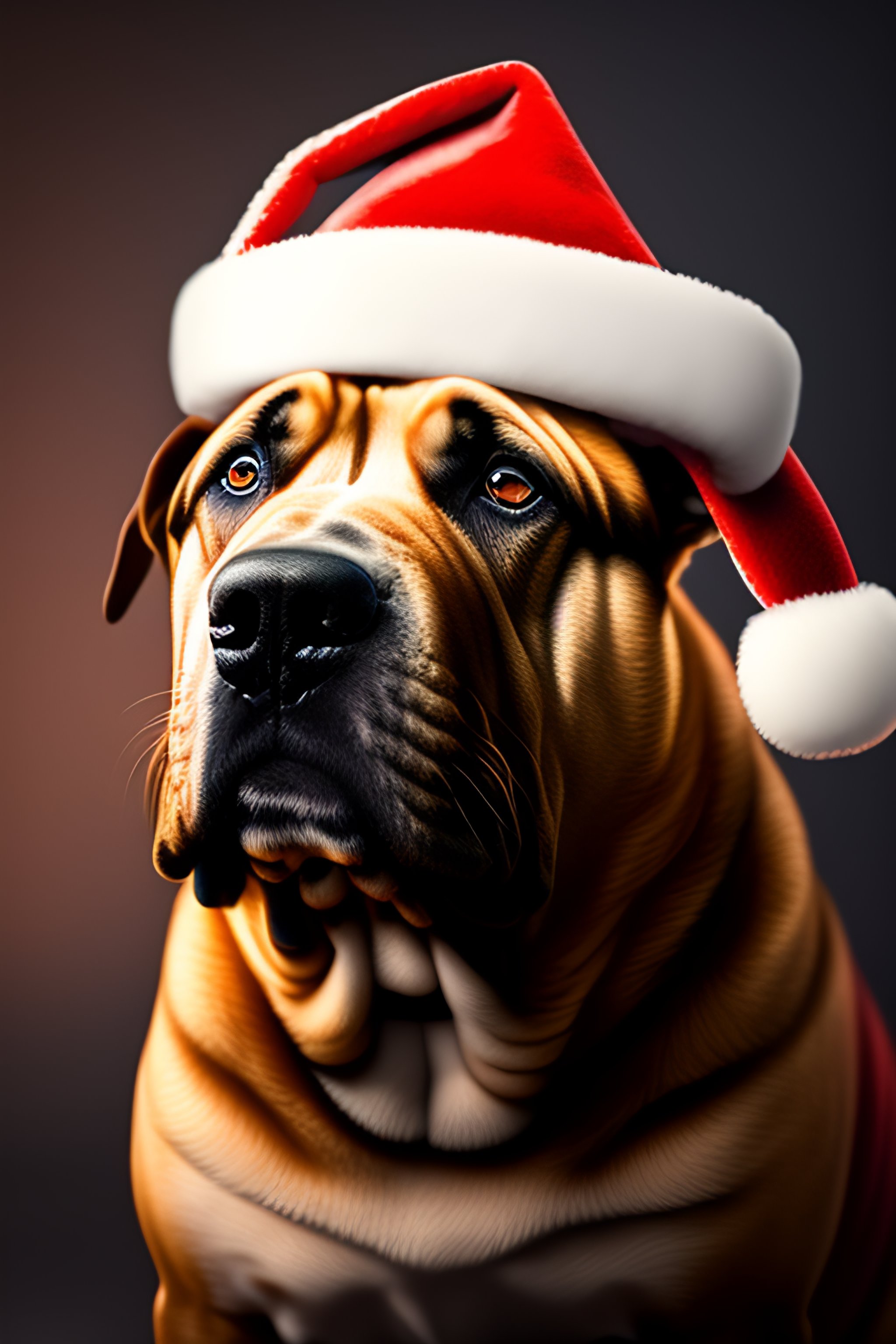 Lexica - A beautiful portrait of a cute shar pei dog dressed as santa ...