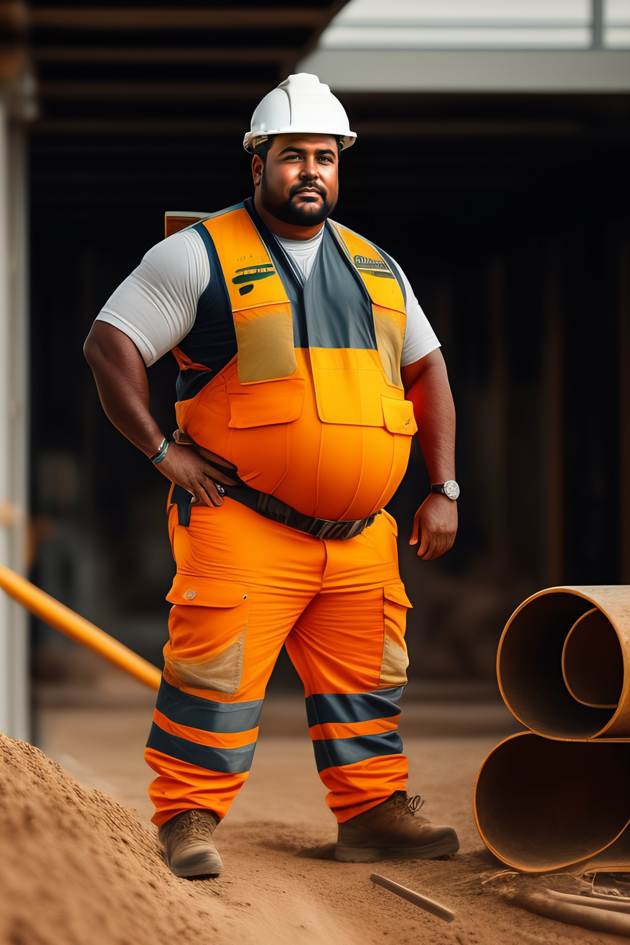 Lexica - A construction worker, with a (very large round belly ...