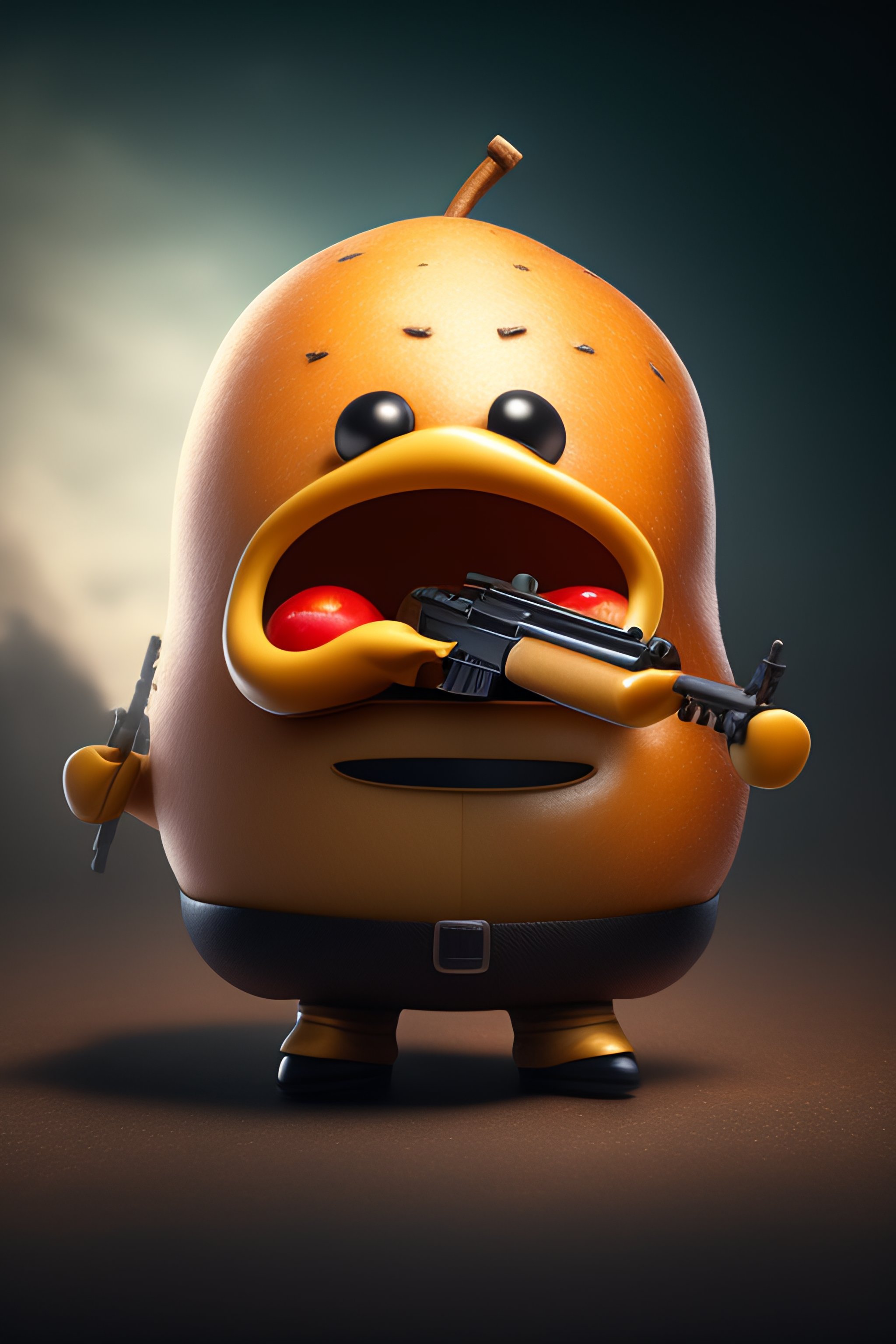 Lexica - Angry potato with guns