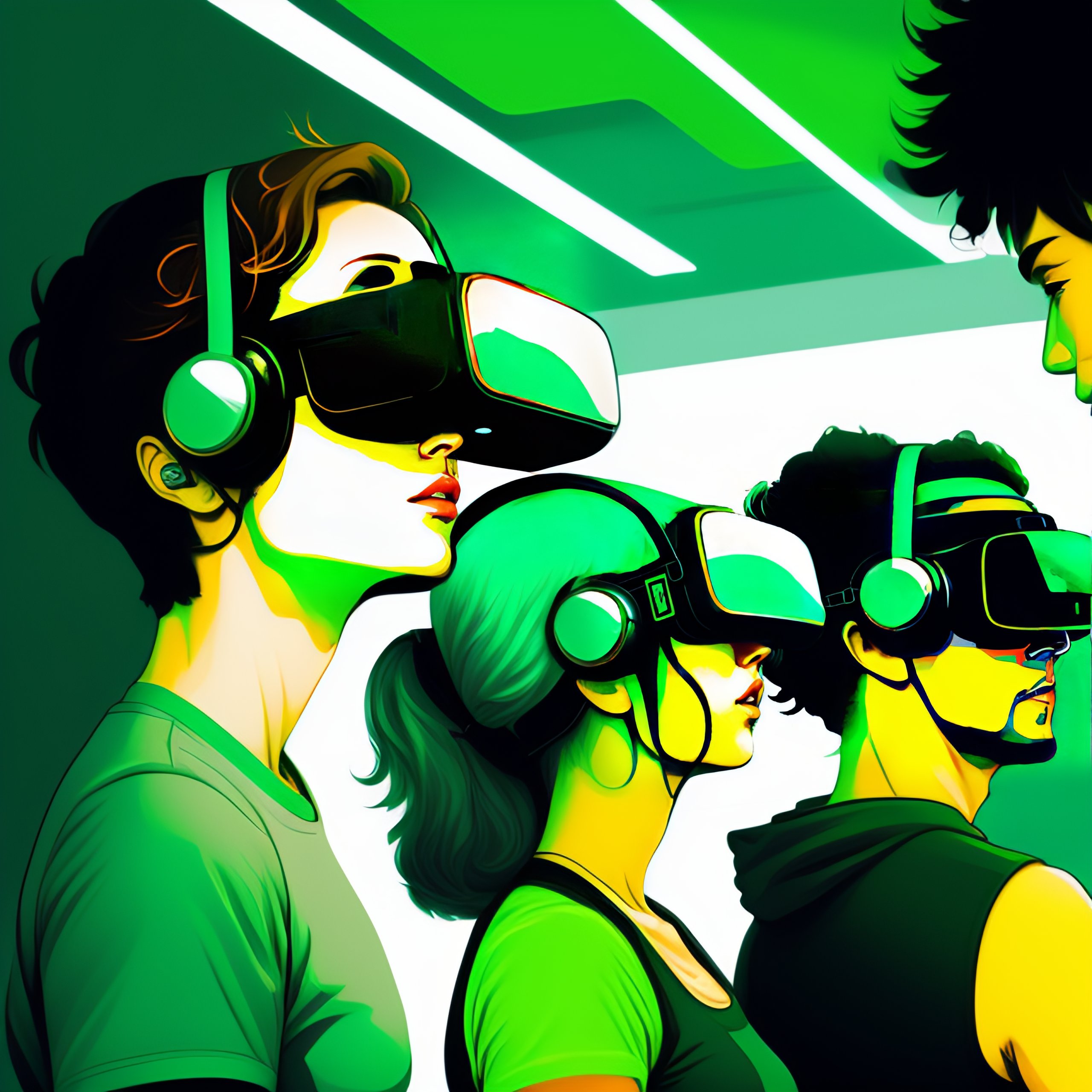 Lexica - Group of people working out with a vr headsets on, style of ...