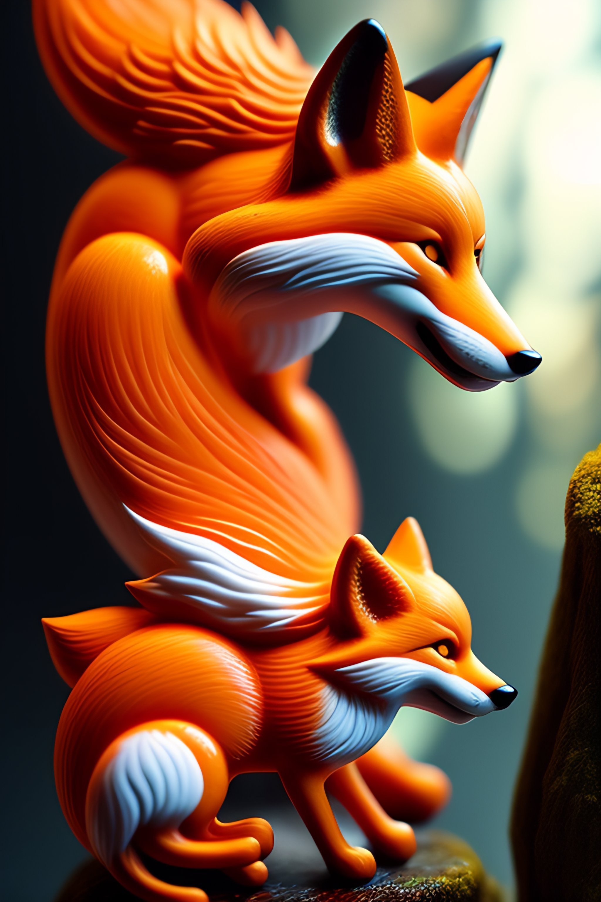 Lexica - Japanese nine-tailed fox with fairy tale-like features