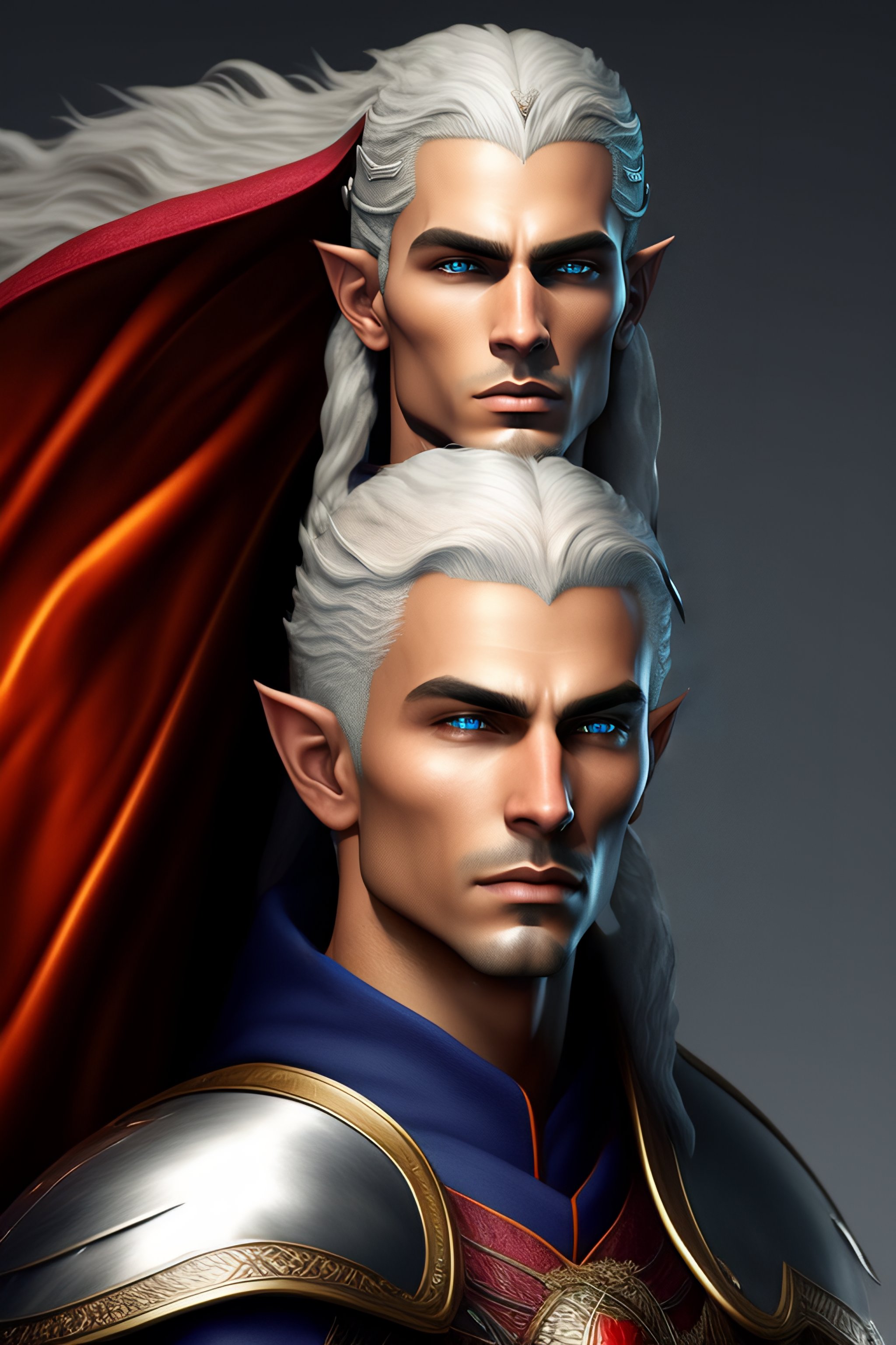 Lexica - High elf male silver hair with Double bladed scimitar