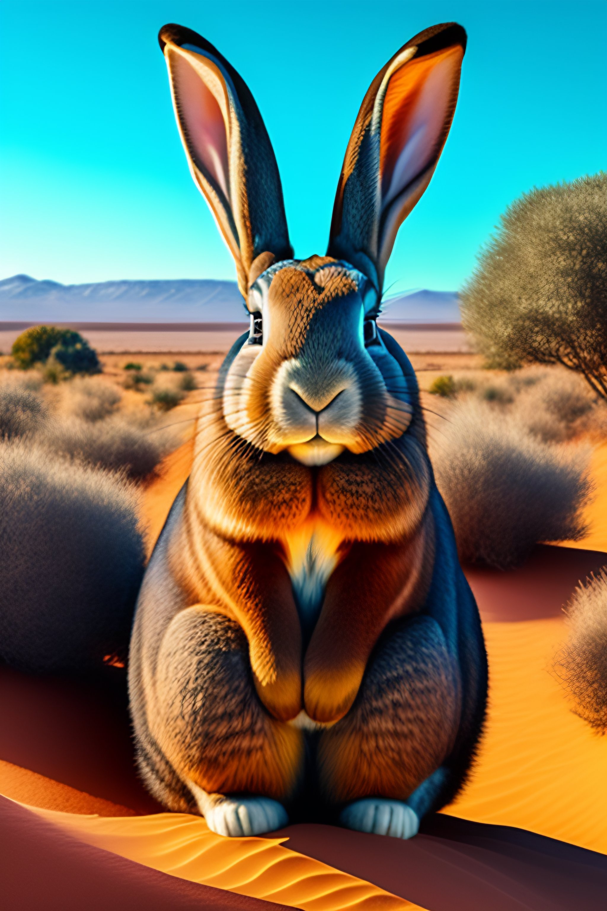 Lexica - A medium shot of the giant rabbit's, kid's book style