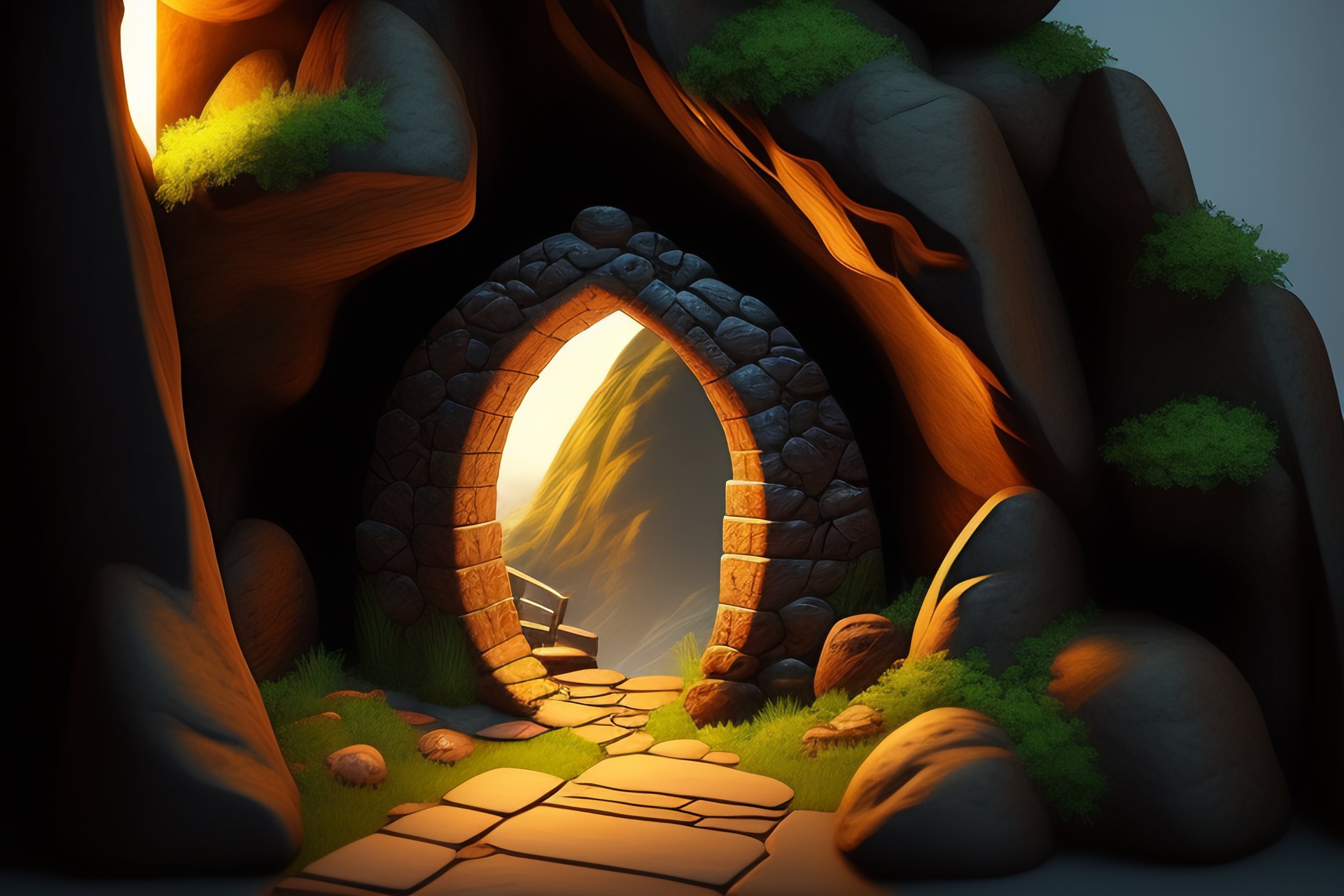 Lexica - Cave entrance, hidden door, d & d, dungeons and dragons, fantasy