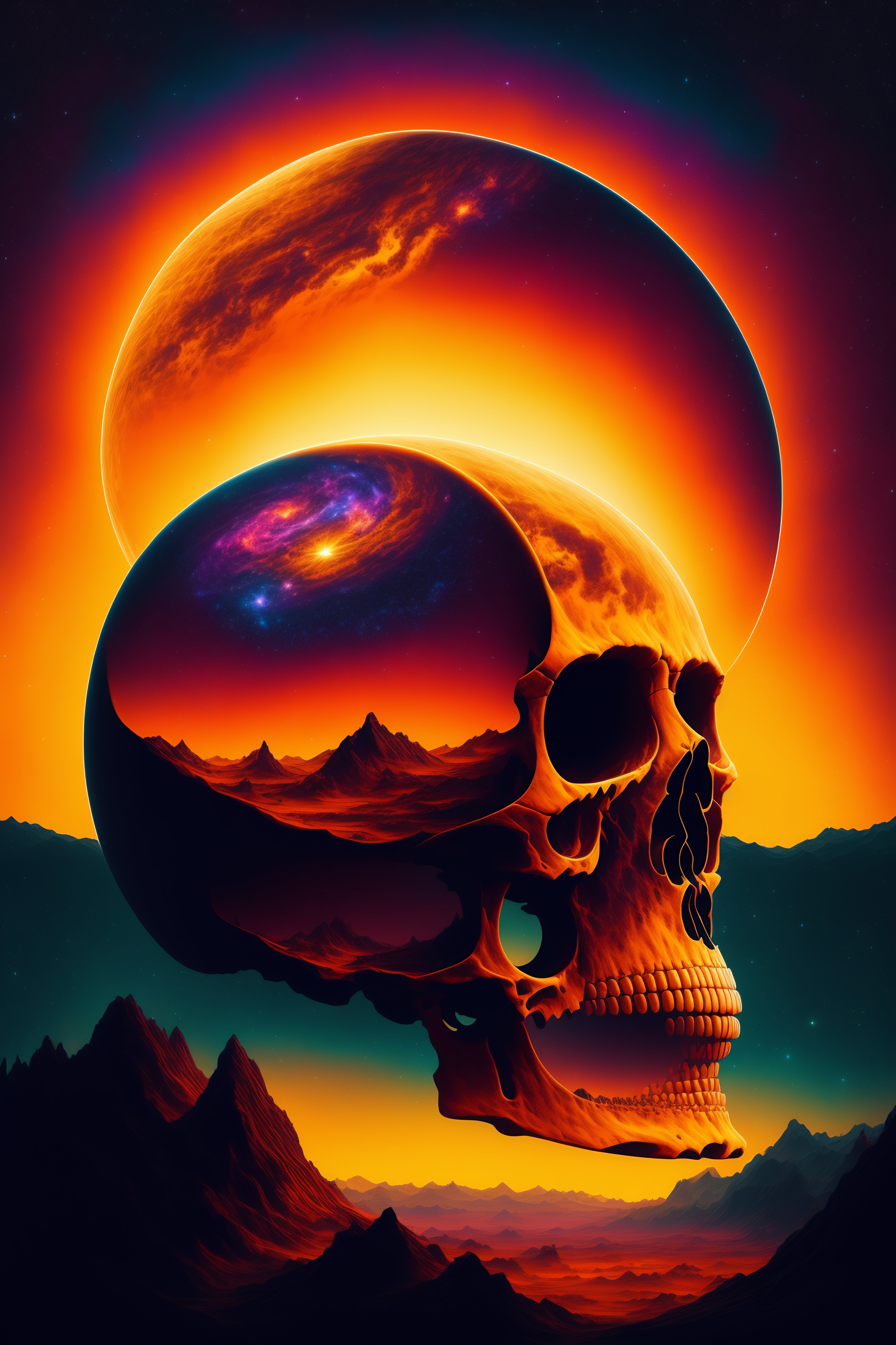 Lexica - Ngc 3132 melting mysterious skull landscape by Casey Weldon ...