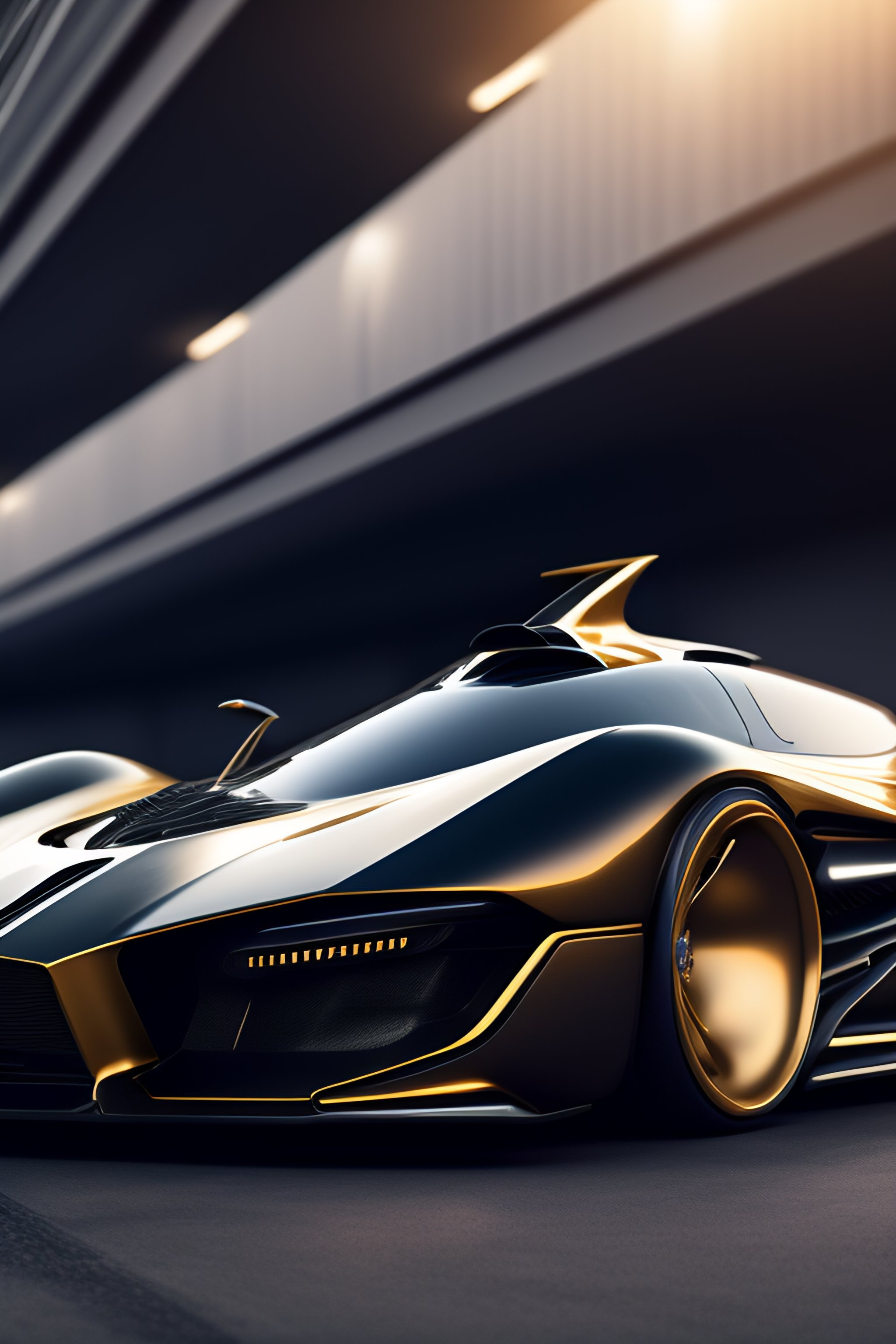 Lexica - Futuristic car, angular, dark metallic, batman like, alien ...