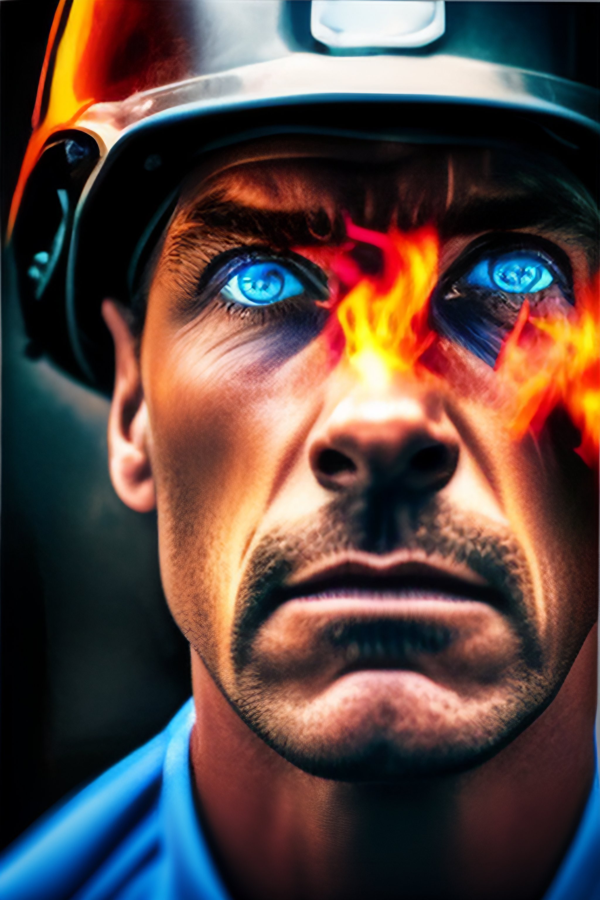 Lexica - Photograph of scared male firefighter, 40 years old, close up ...