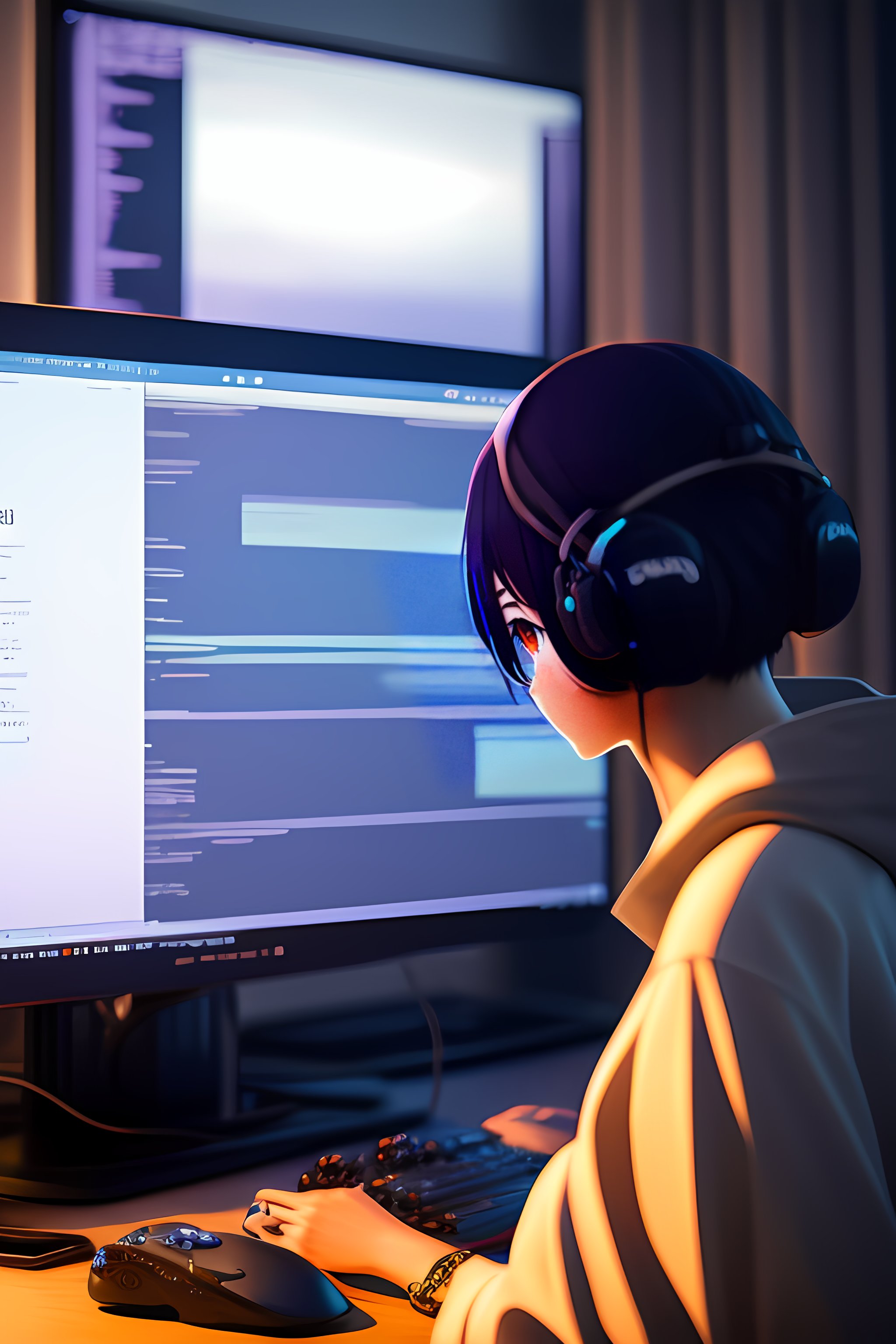 Lexica - Create a high resolution artwork of Anime Girl is programming ...
