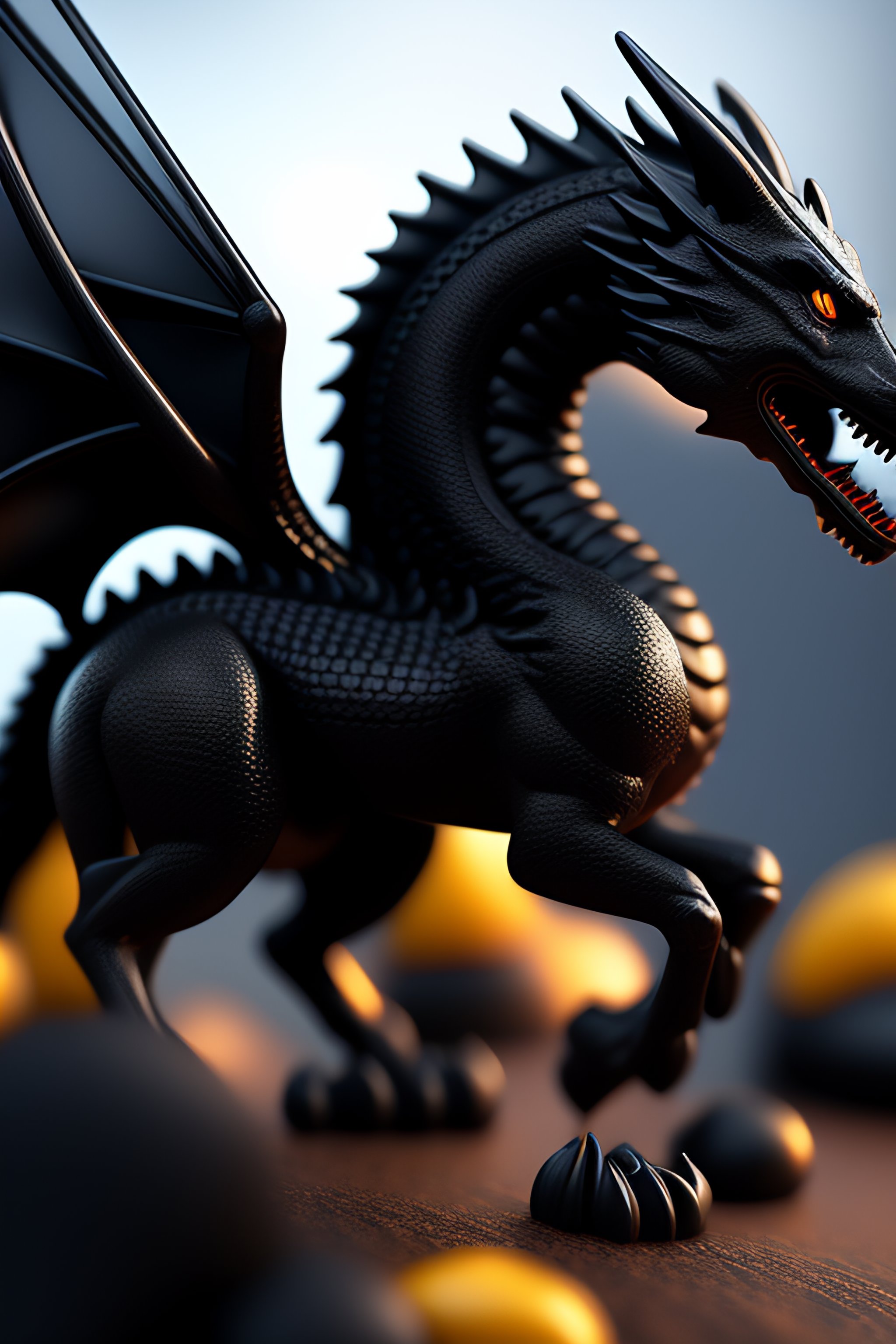 Lexica - Black dragon, depth of field,32k, natural light, ray tracing ...
