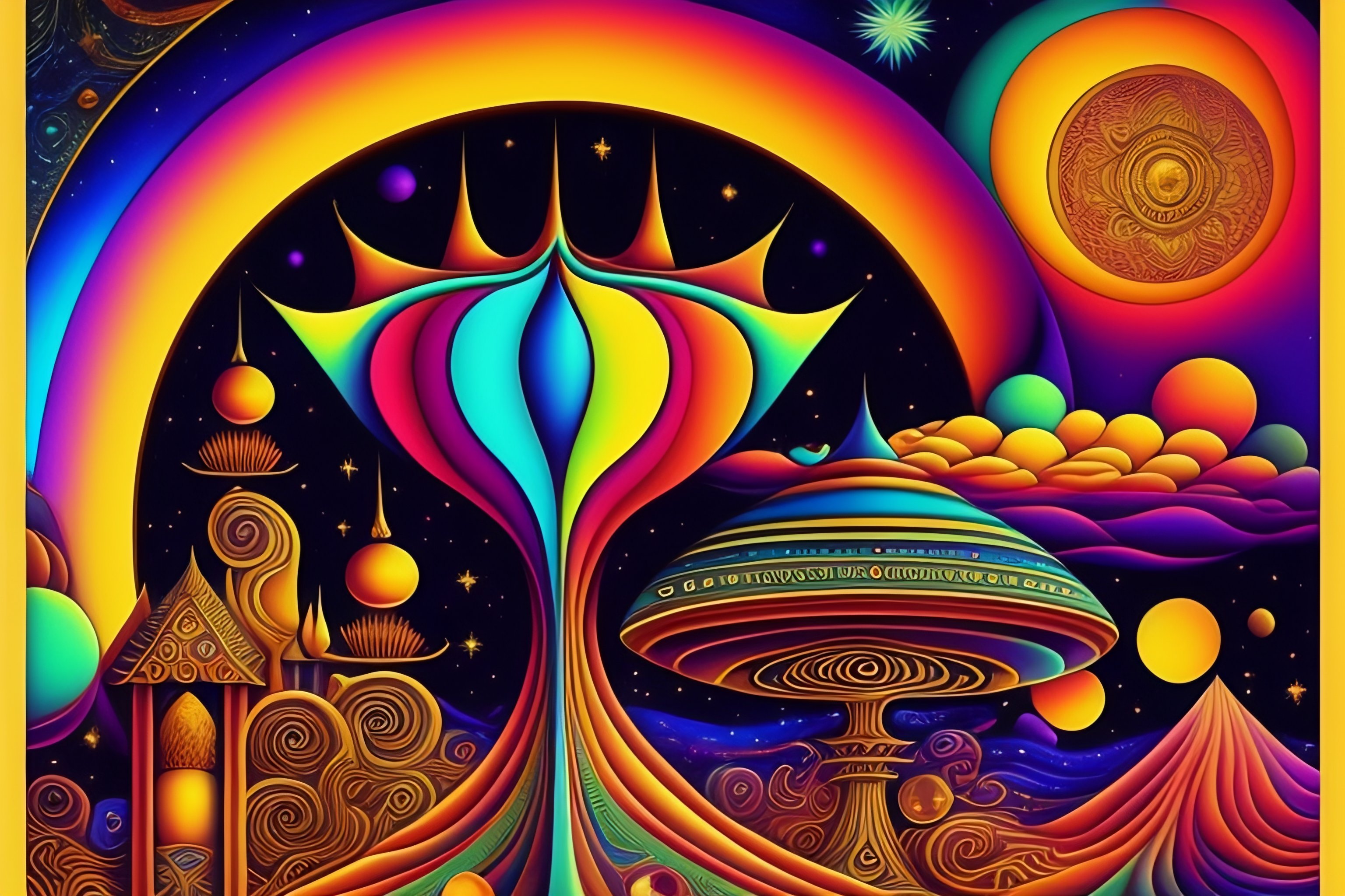 Lexica - Space gods with hallucination mushroom by Dalì, fairytale ...