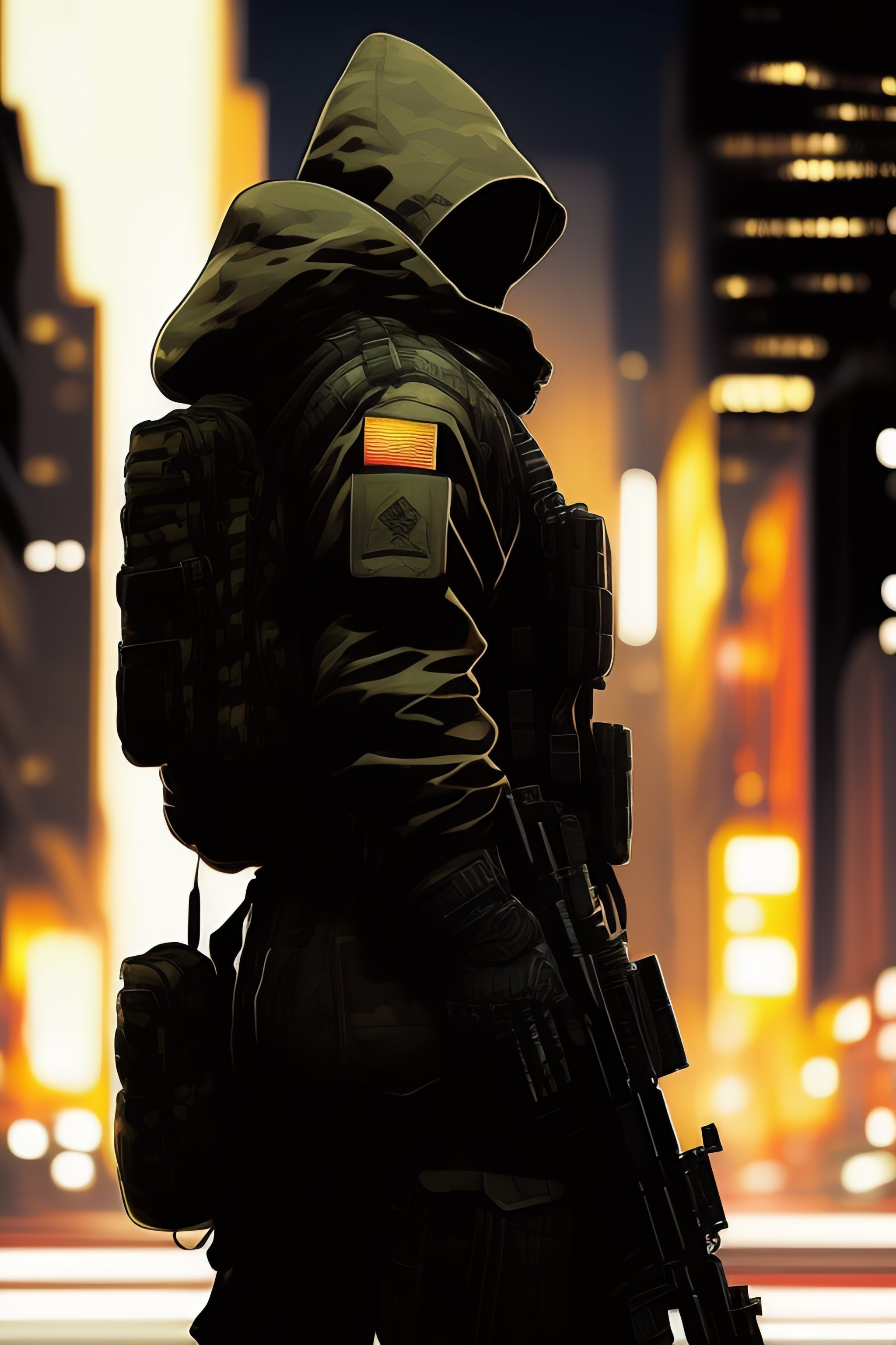 Lexica - Art of stealth soldier in the city at night drawn like yoji ...